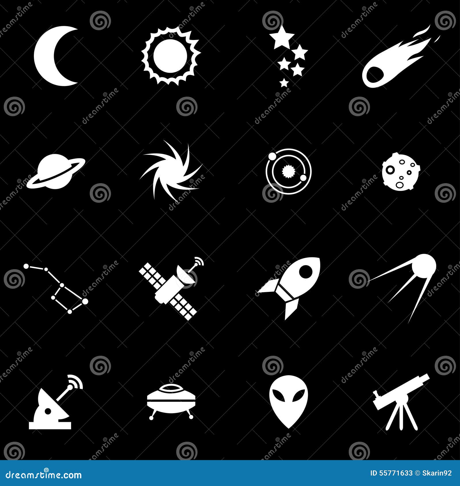 Vector White Space Icon Set Stock Vector - Illustration of solar ...