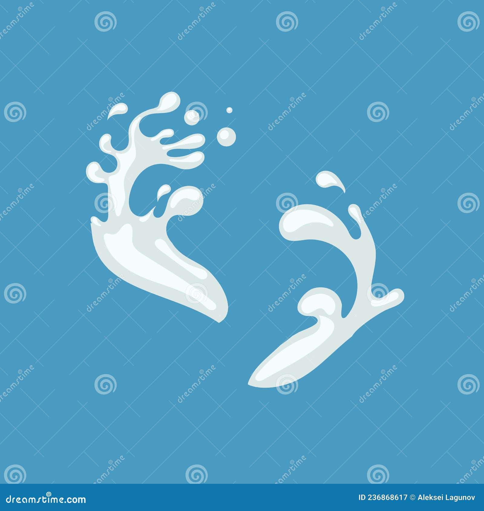 Vector White Splash on Bright Blue, Milk Splatter, Cartoon. Stock ...