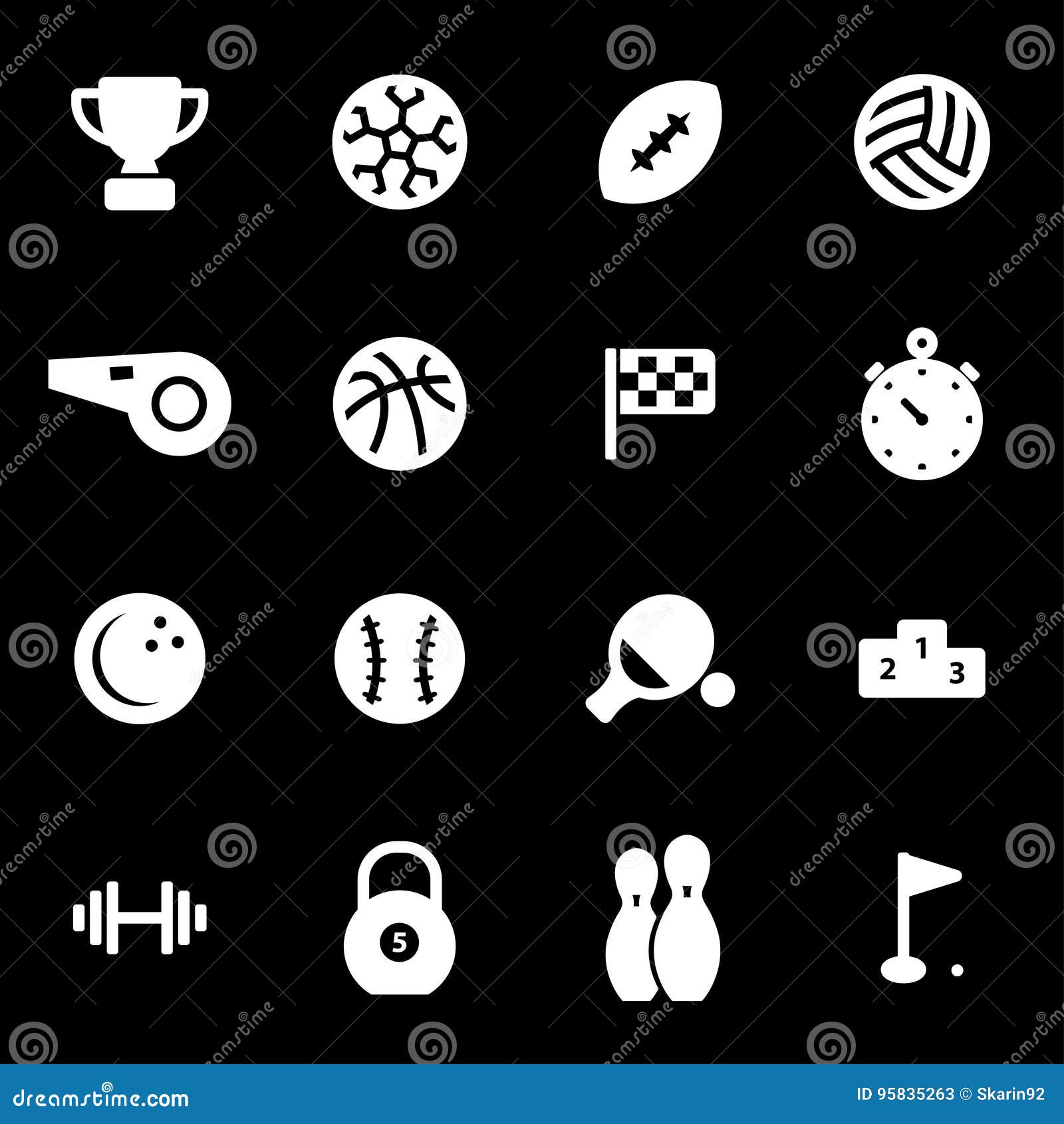 Vector White Sport Icons Set Stock Illustration - Illustration of ...