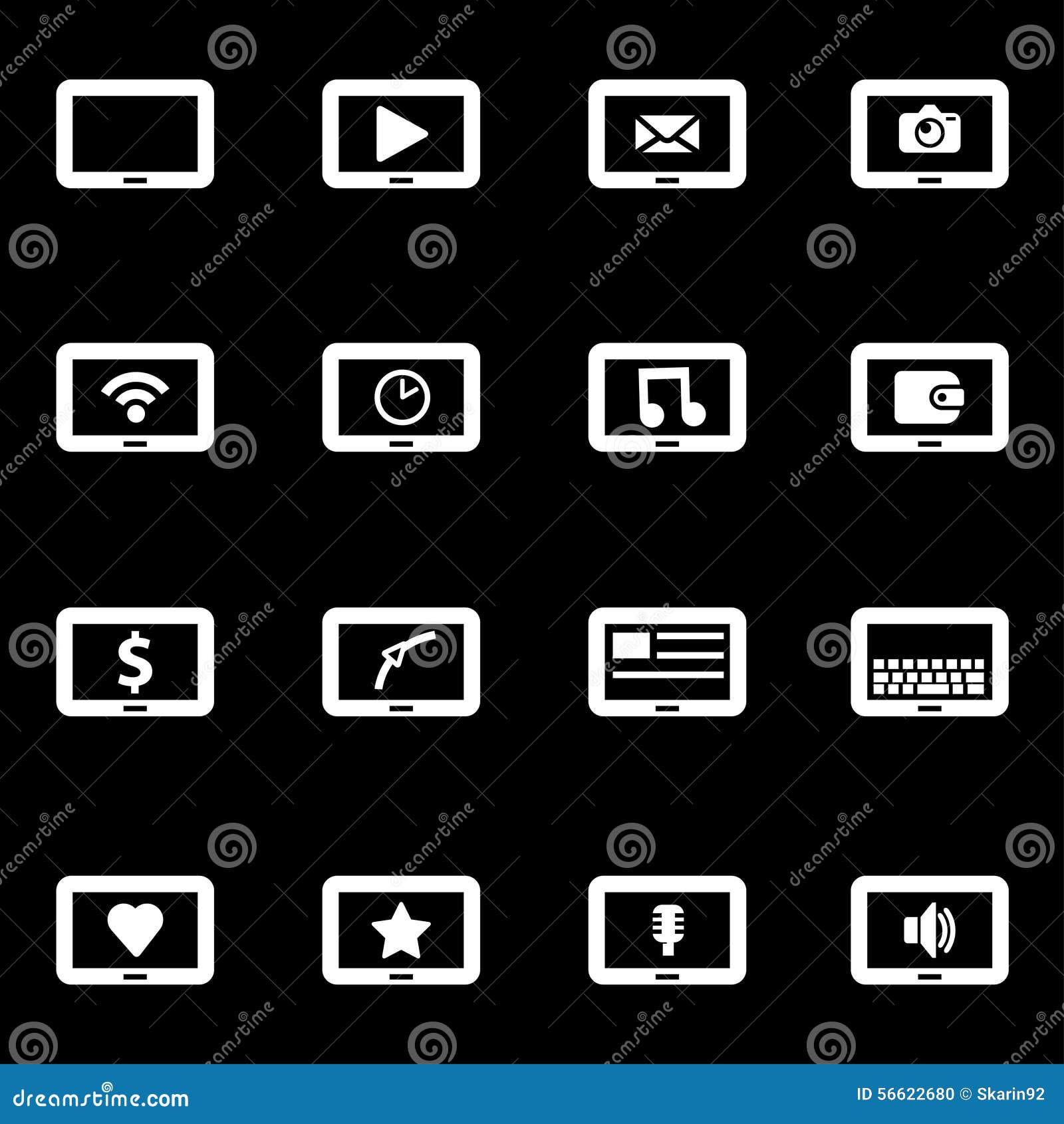 Vector White Tablet Icon Set Stock Illustration - Illustration of ...