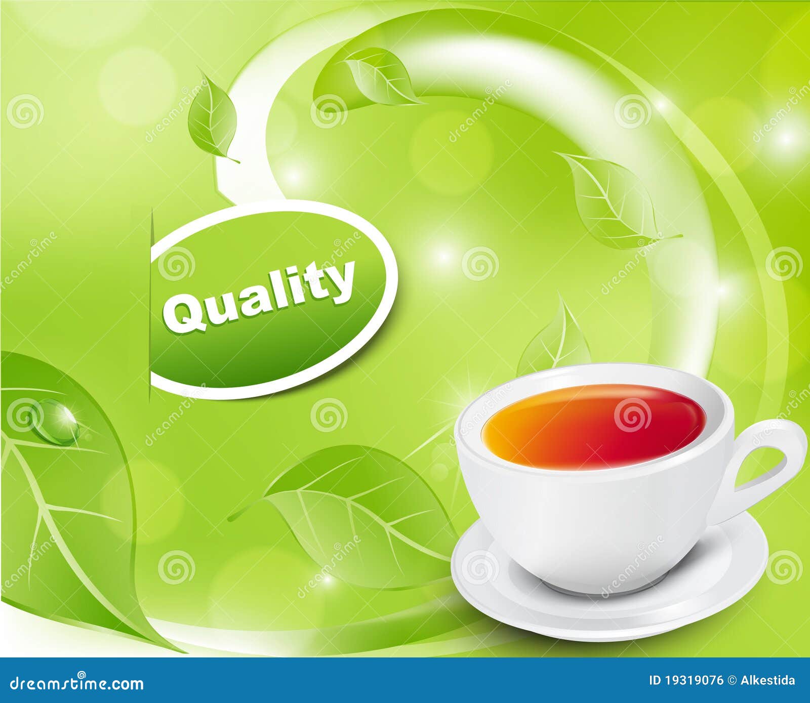 Vector White Tea Cup with the Leaves Stock Vector - Illustration of ...