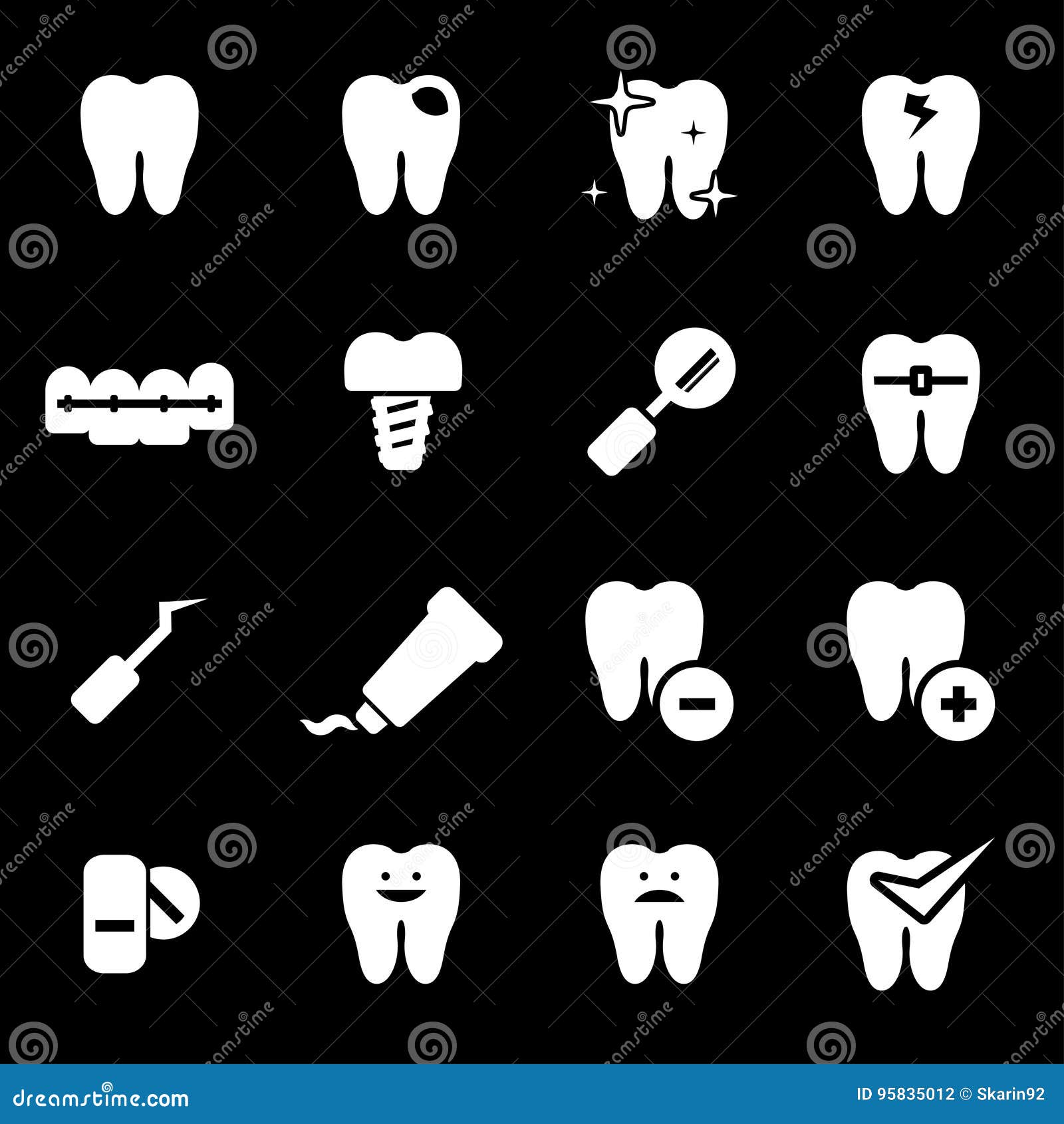 Teeth Icons Set, Simple Style Cartoon Vector | CartoonDealer.com #83609779