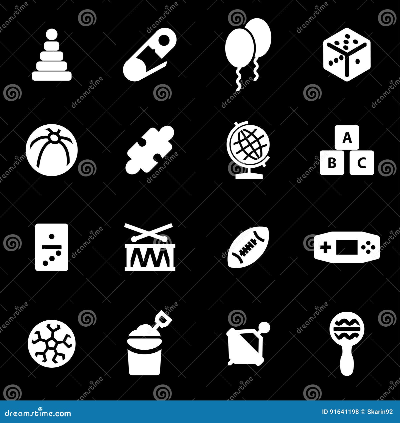 Vector White Toys Icons Set Stock Illustration - Illustration of robot ...