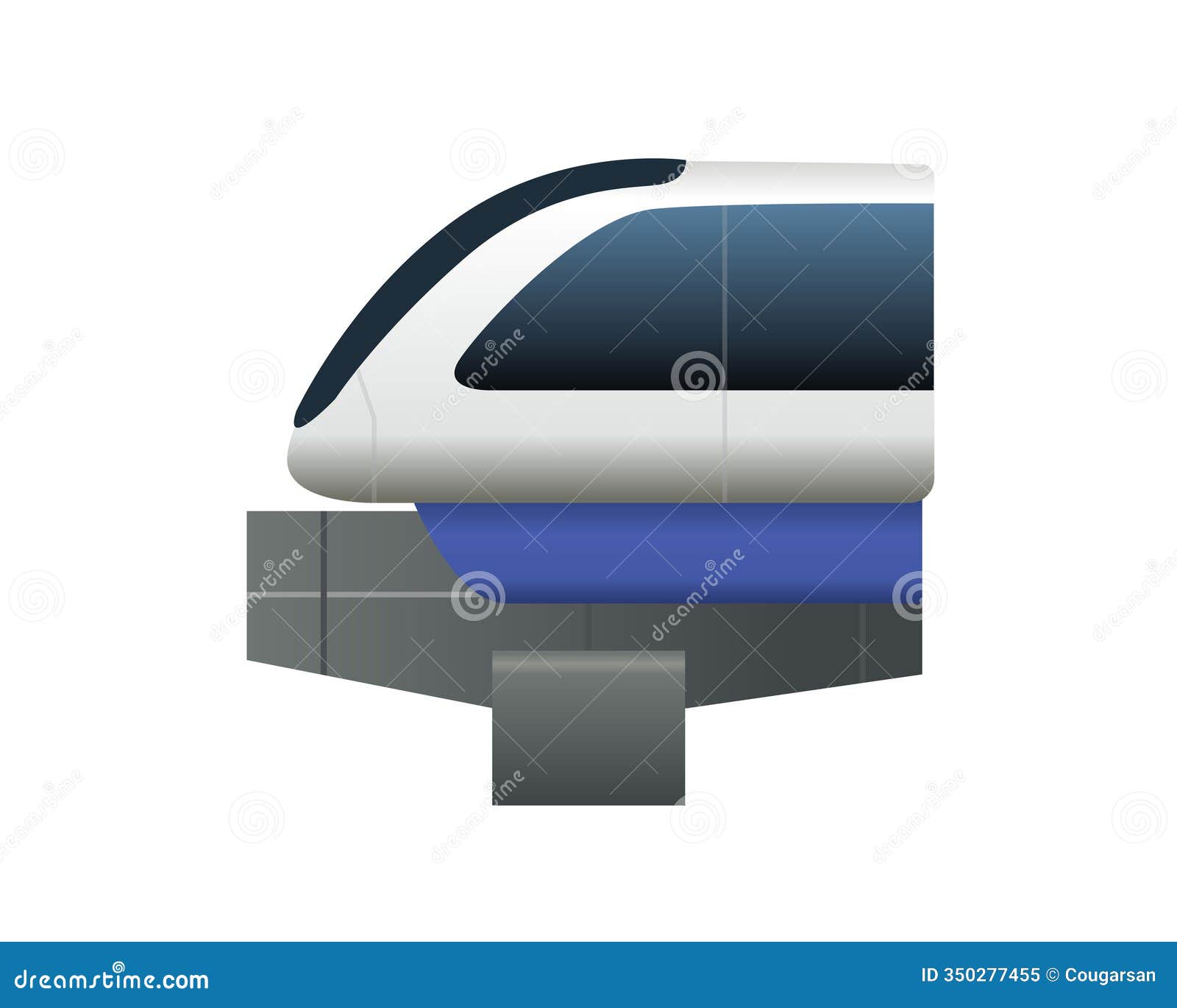White Train Monorails on Single Track Icon Stock Illustration ...