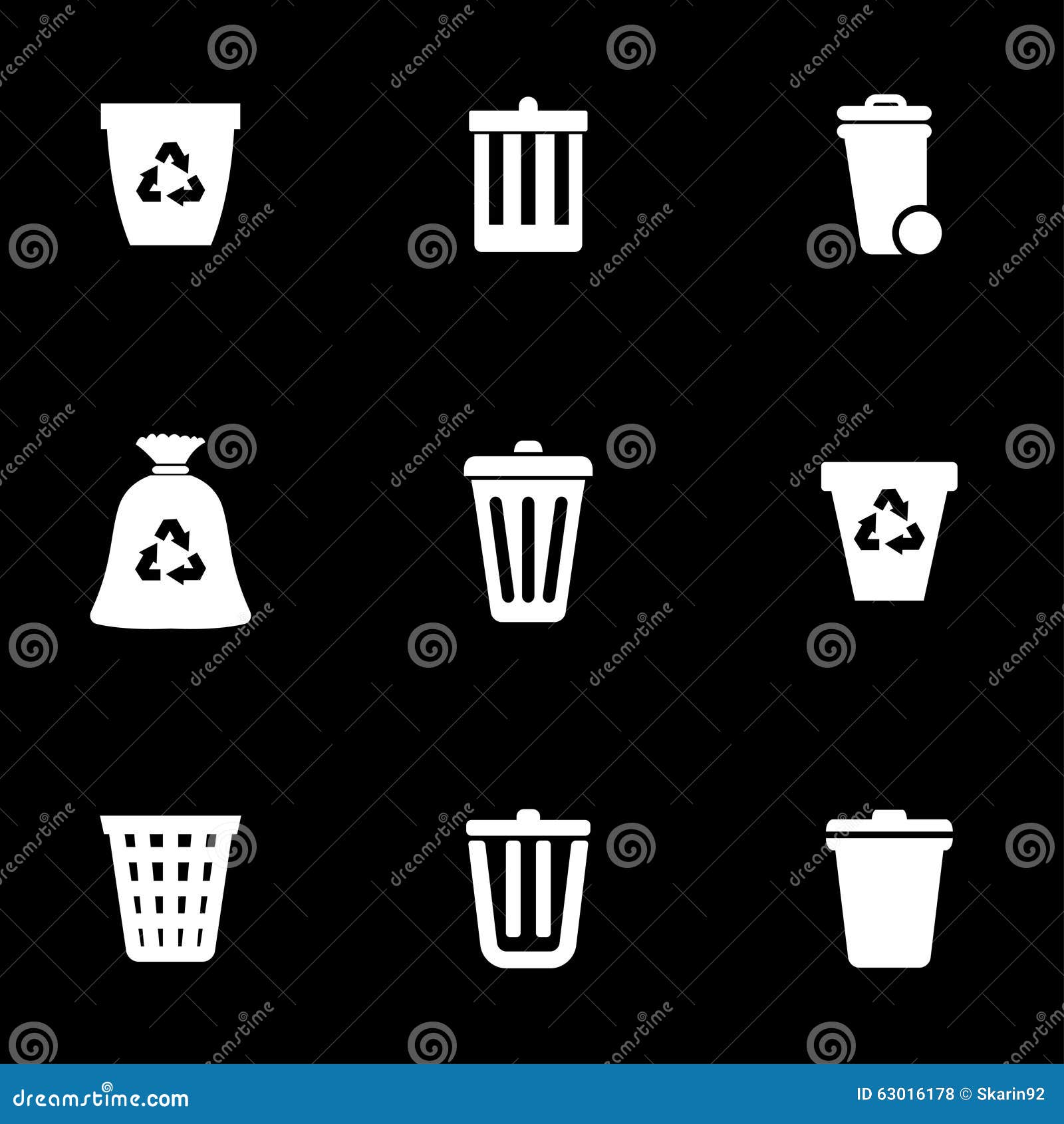 Vector White Trash Can Icon Set Stock Illustration - Illustration of ...