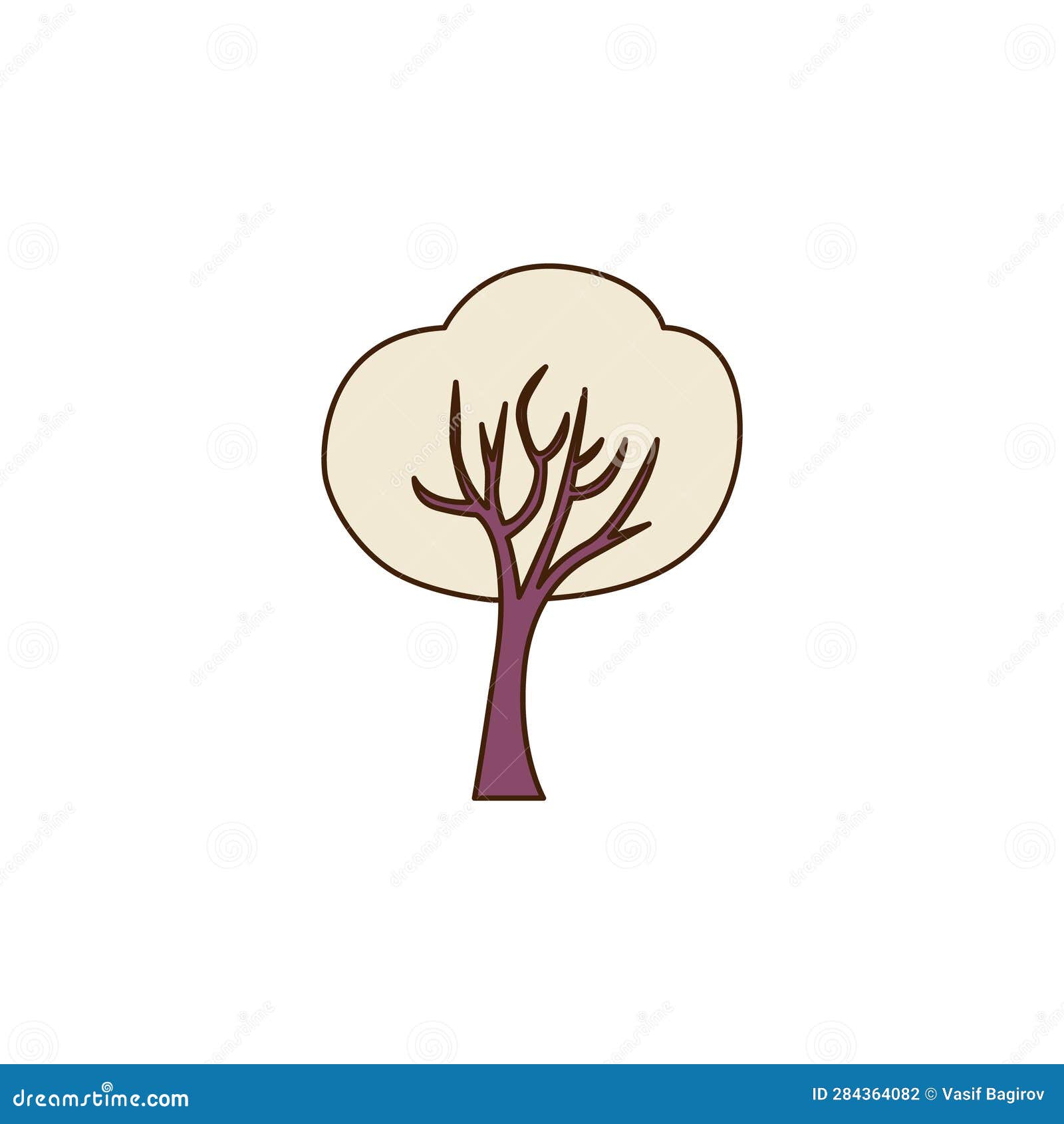 Vector White Tree Icon. Vector Cartoon Tree with White Leaves Icon ...