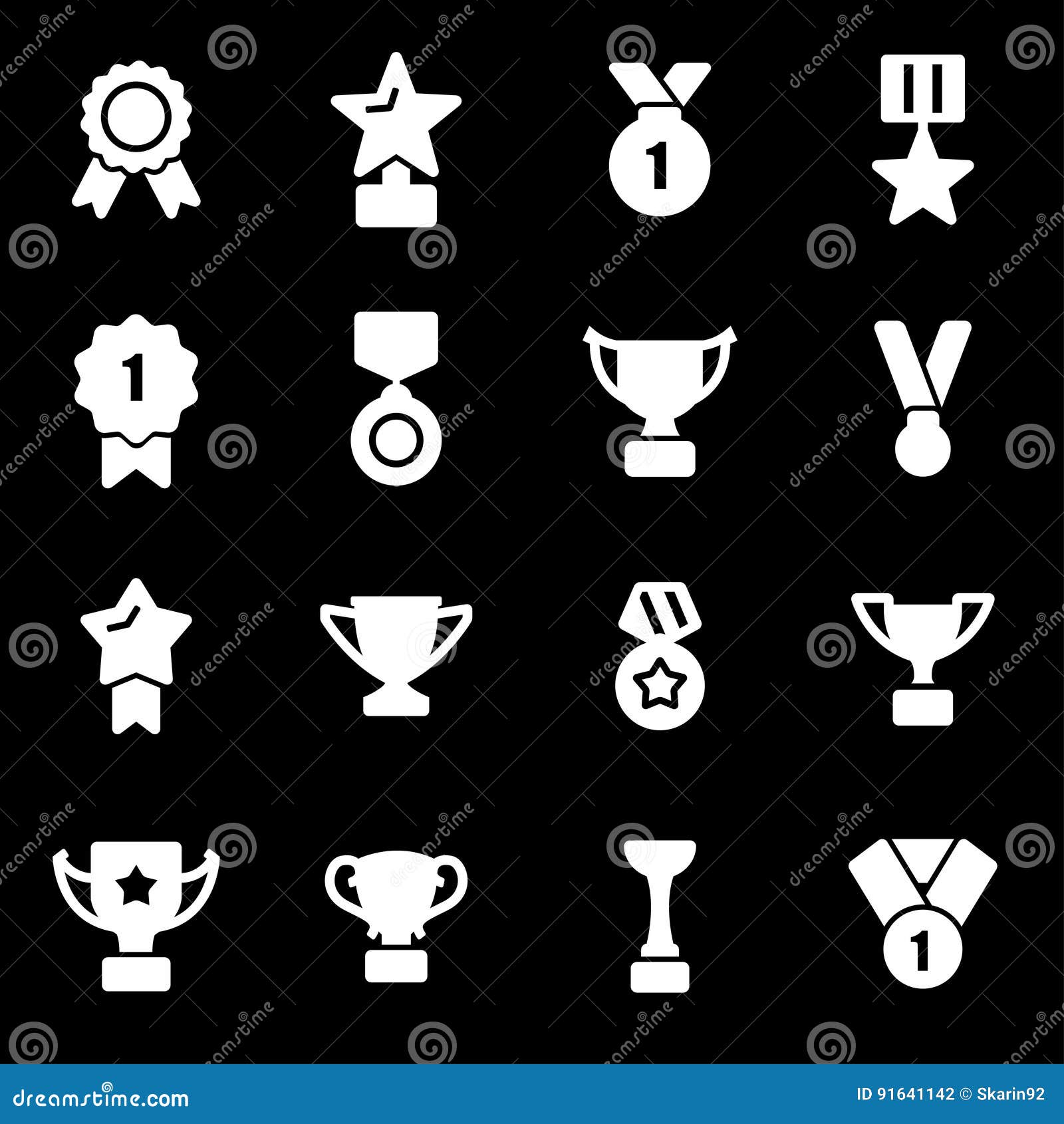 Vector White Trophy and Awards Icons Set Stock Illustration ...