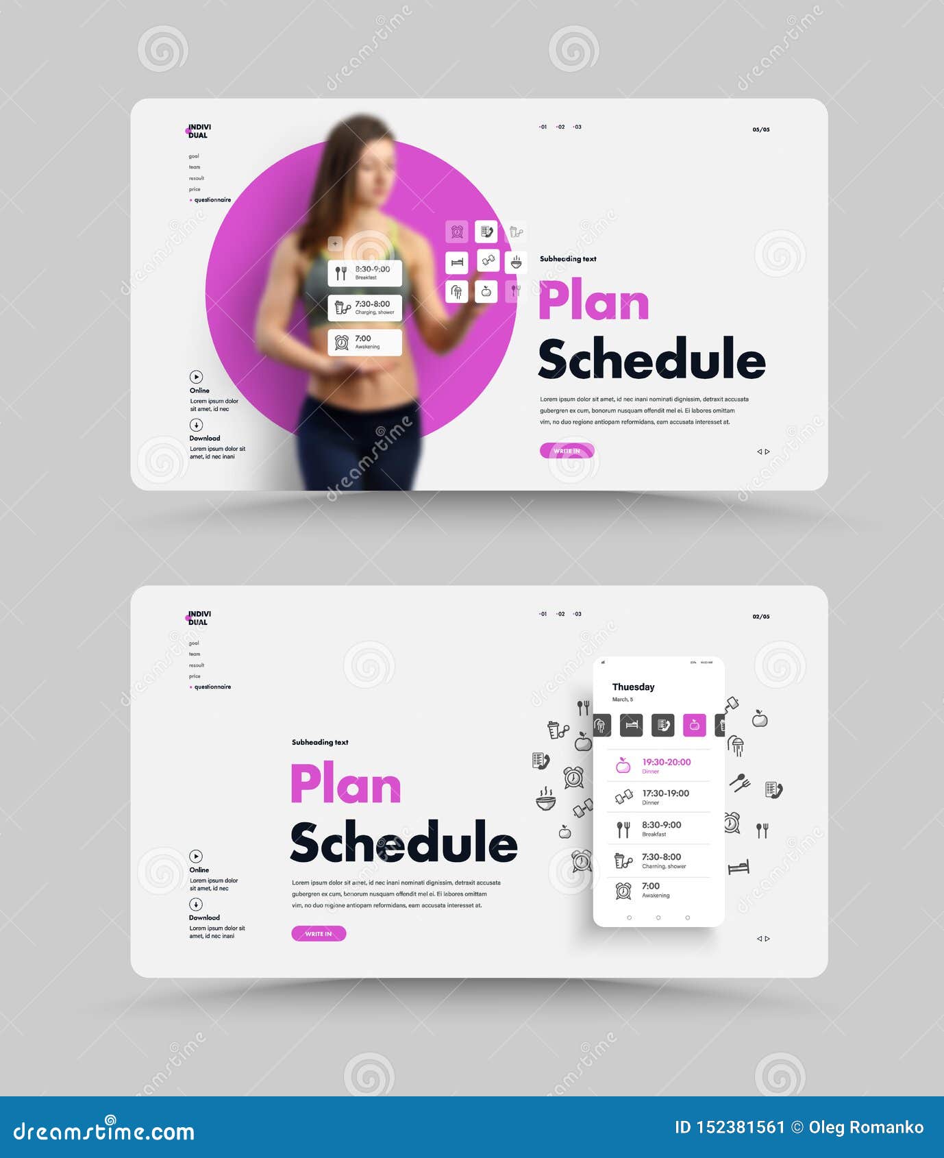 Vector White Web Page Template for Planning Your daily Routine. UI ...