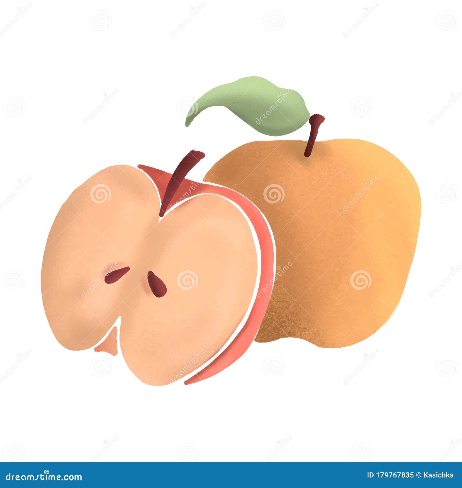 Vector Whole Apple and Half Stock Illustration - Illustration of fresh ...