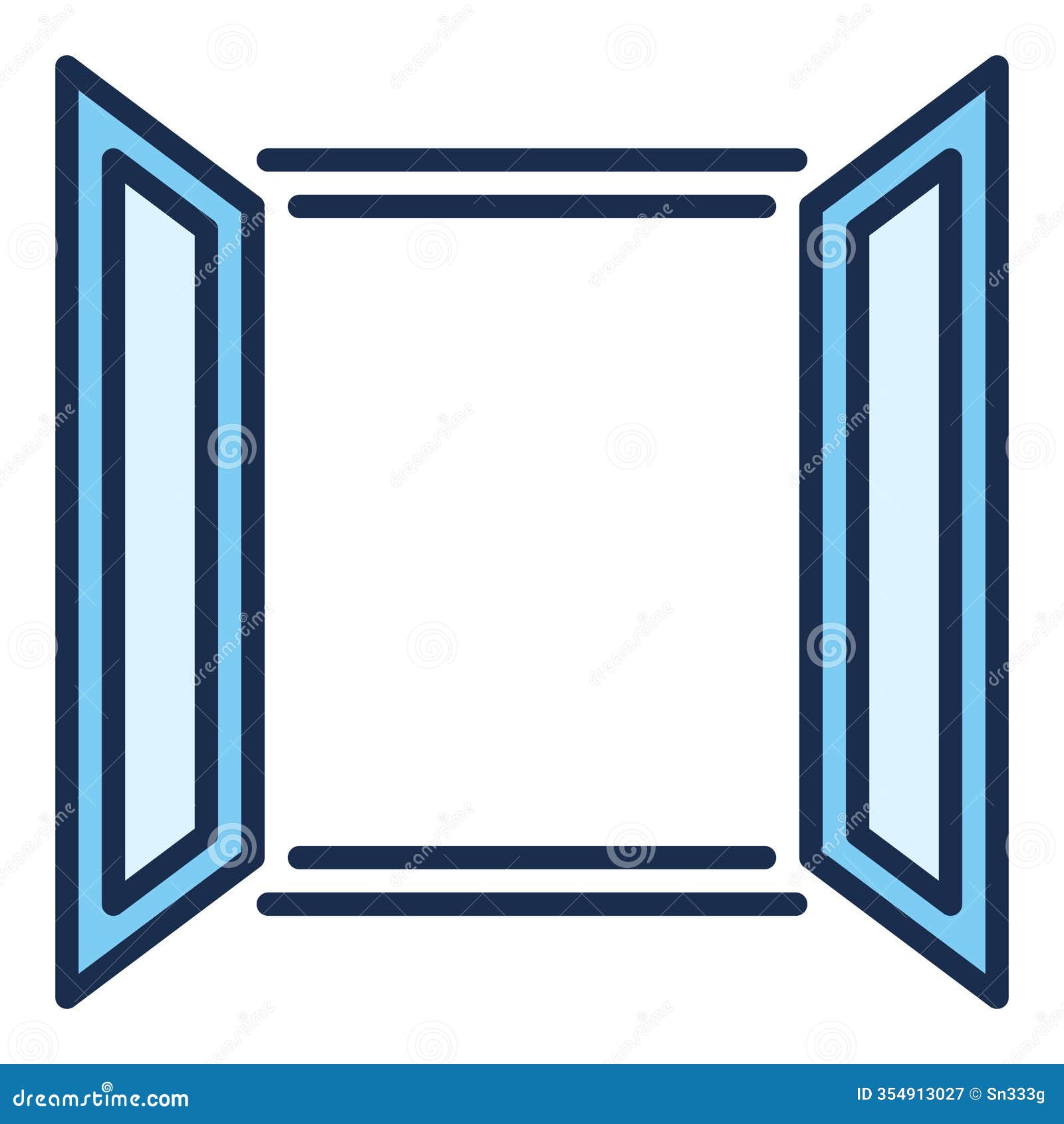 Vector Wide Opened Glass Window Blue Icon or Symbol Stock Illustration ...