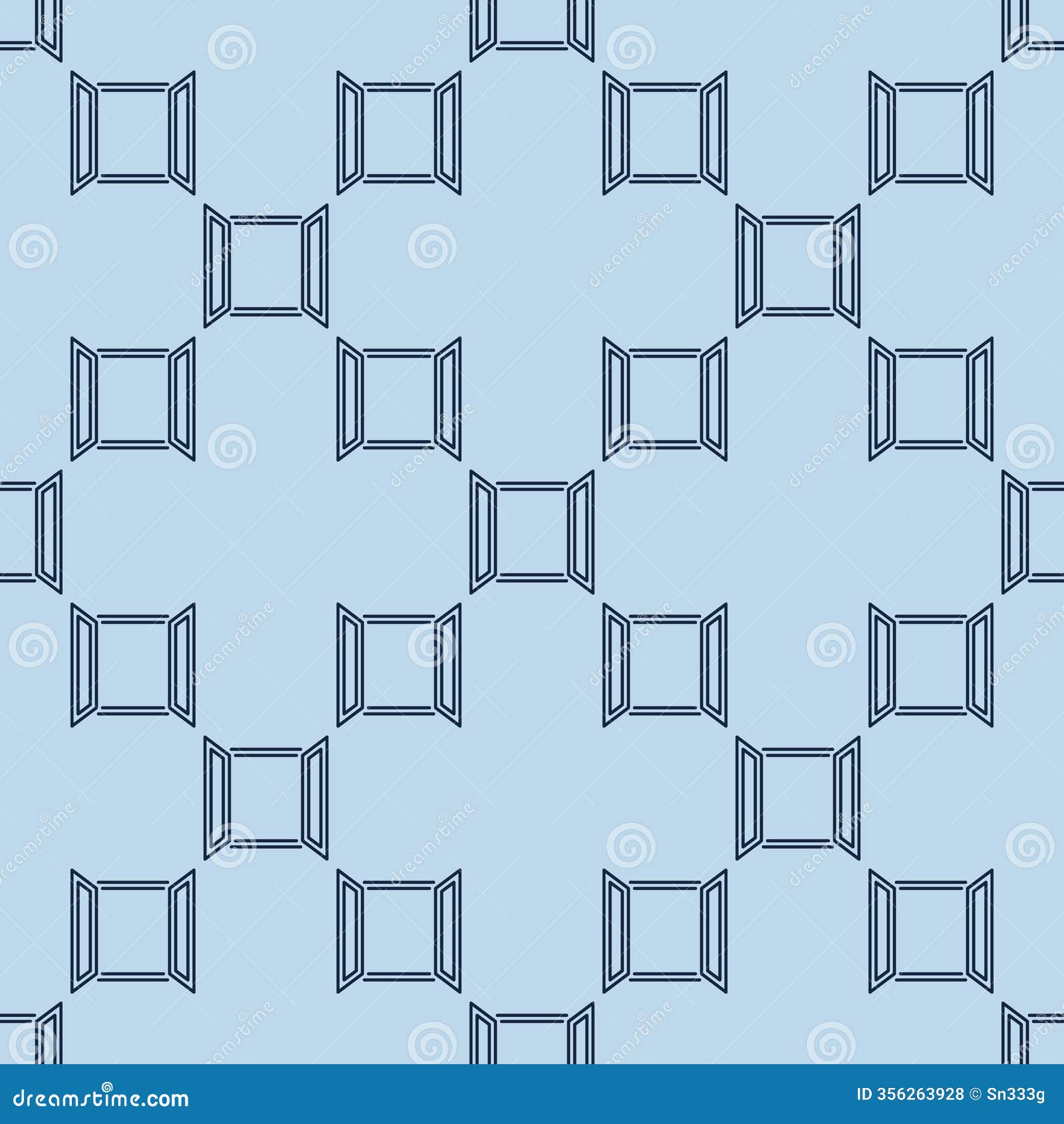 Vector Wide Opened Glass Window Seamless Pattern in Thin Line Style ...