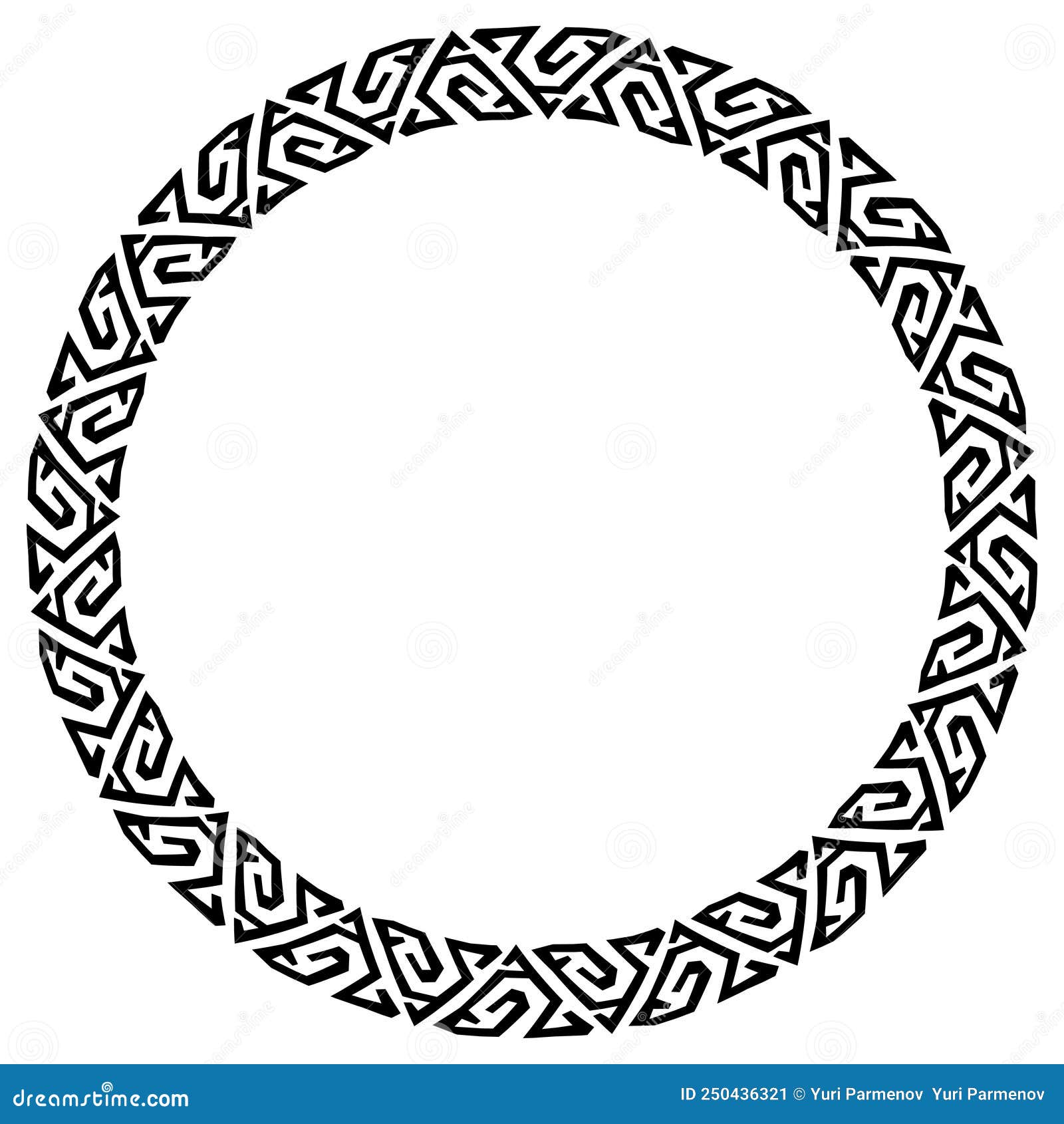 Vector Wide Round Frame with Ethnic Pattern. Tribal Decorative Isolated ...