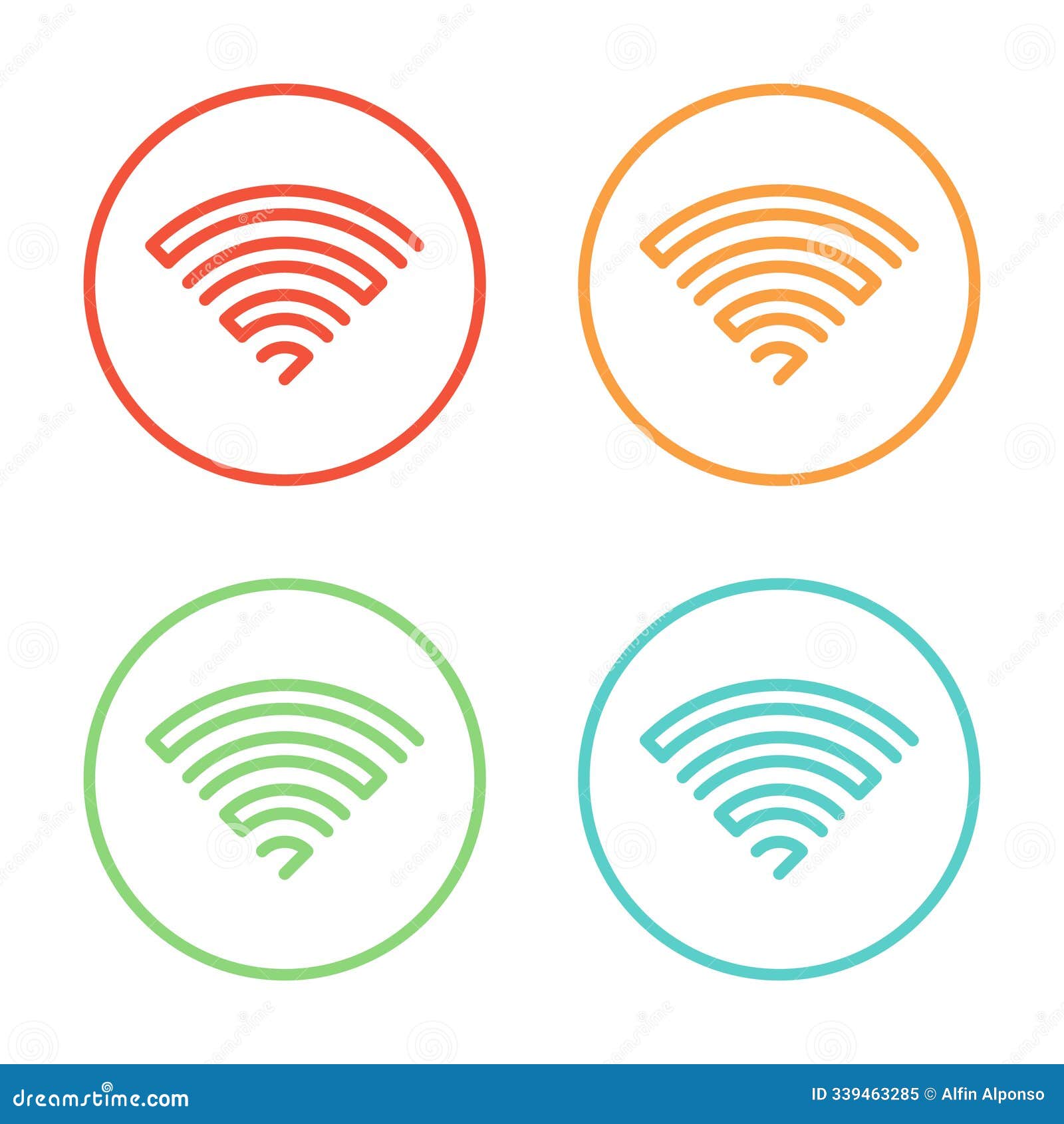 Vector Wifi Icon Circles Set in Multiple Color Stock Illustration ...
