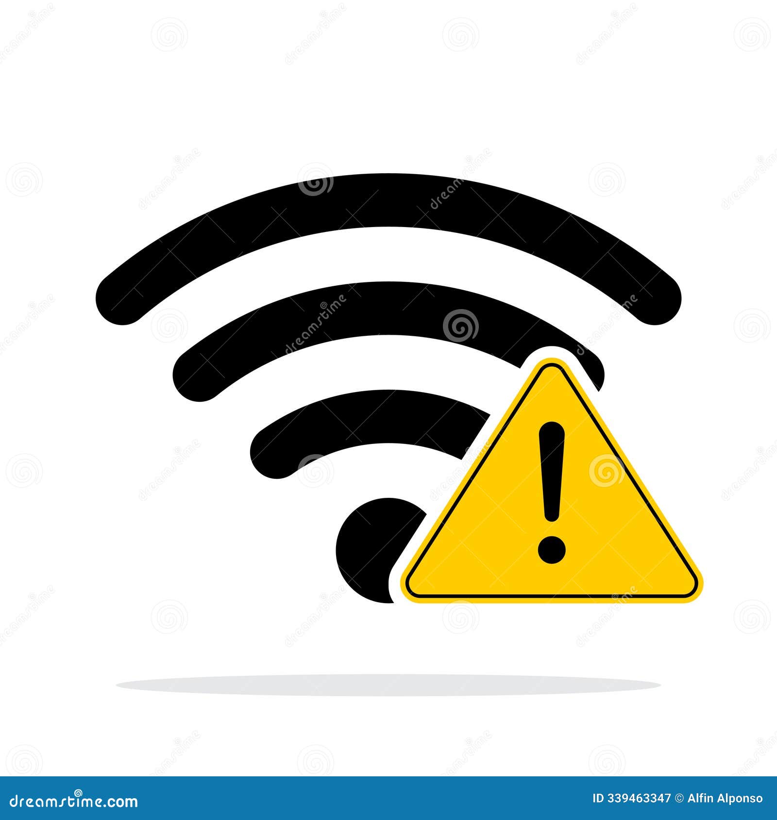 Vector Wifi Icon with Warning Sign Stock Illustration - Illustration of ...