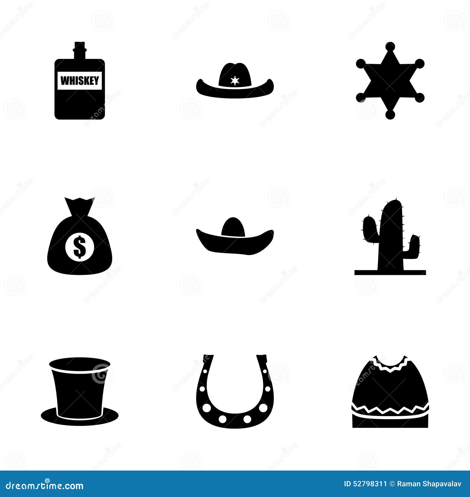 Vector wild west icon set stock vector. Illustration of divider - 52798311