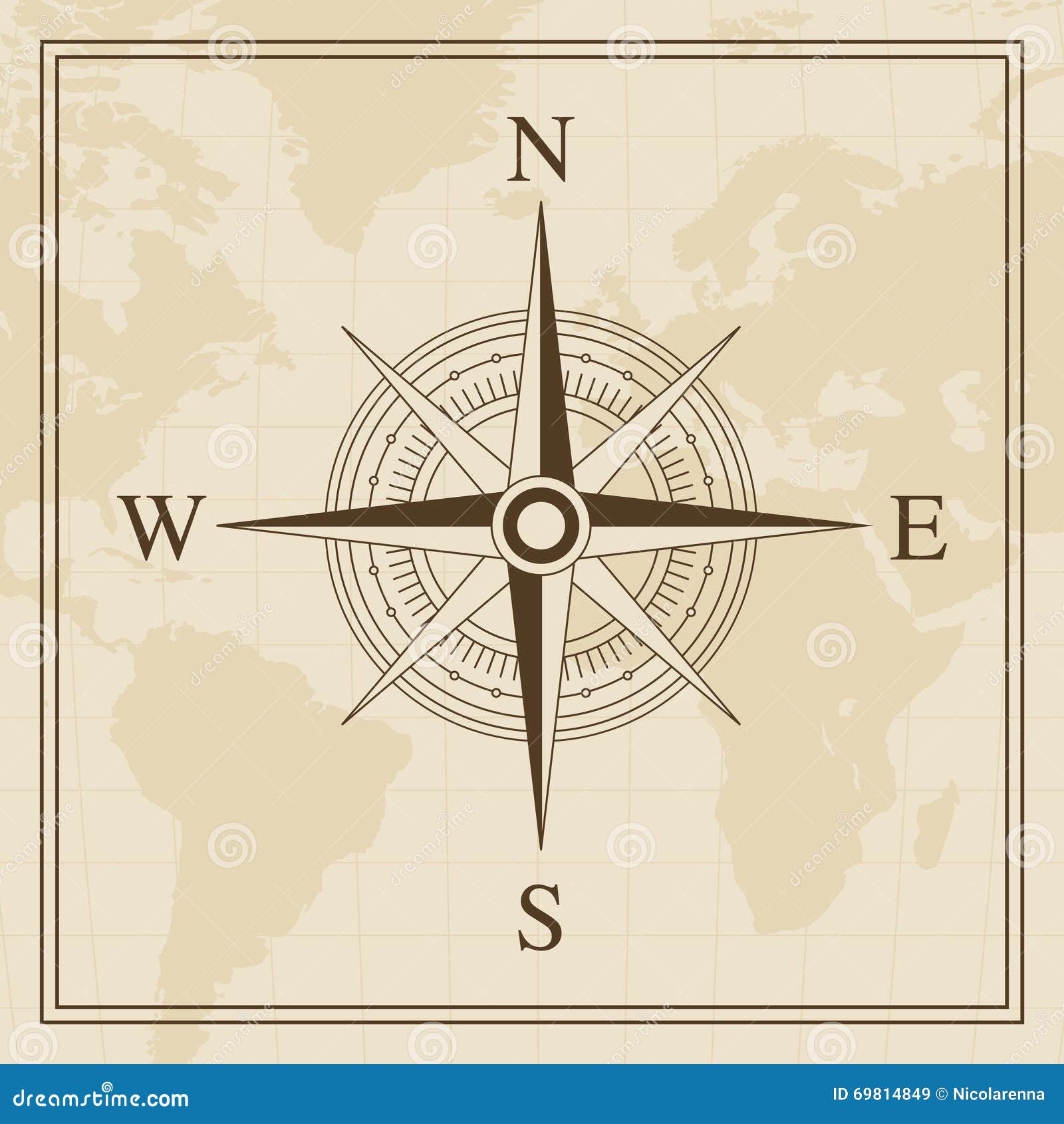 Wind Vector Map Wind Rose World Map. Black Wind Rose Silhouette With