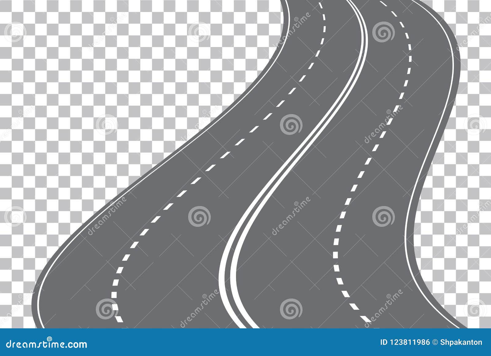 Vector Winding Four-lane Road Isolated On Transparent Background Stock ...