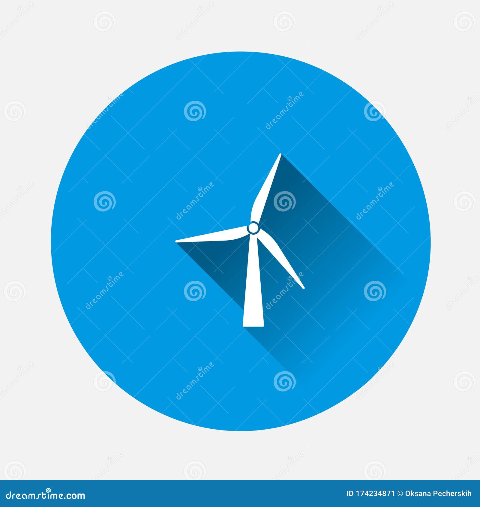 Vector Windmill Icon. Power Generator Icon on Blue Background Stock ...