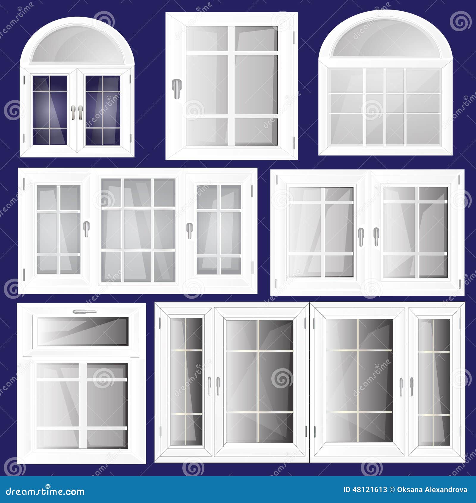 A Set Of Vector Windows For Buildings. Flat Illustration Of Different ...