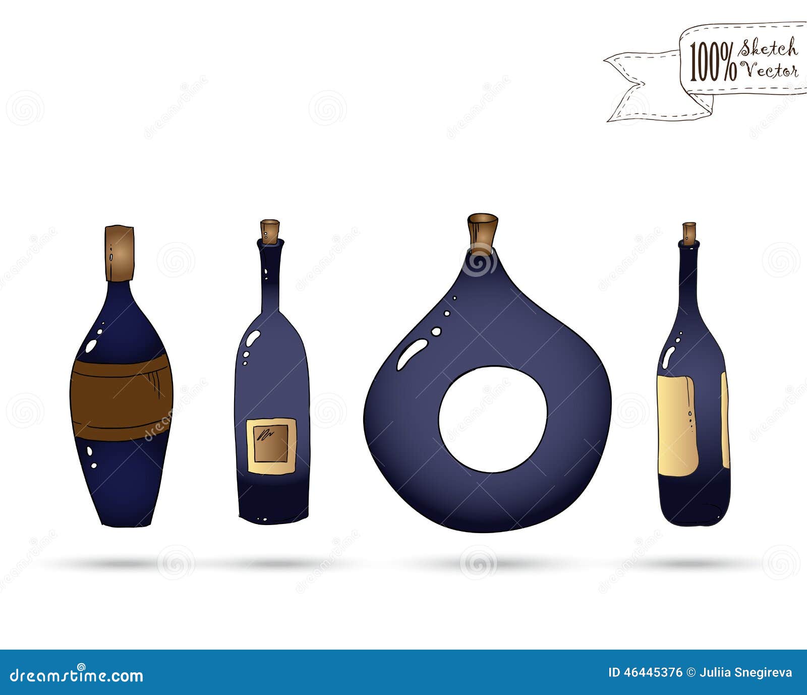 Vector Wine Bottles Doodle Style Stock Vector Illustration Of France Clipart 46445376