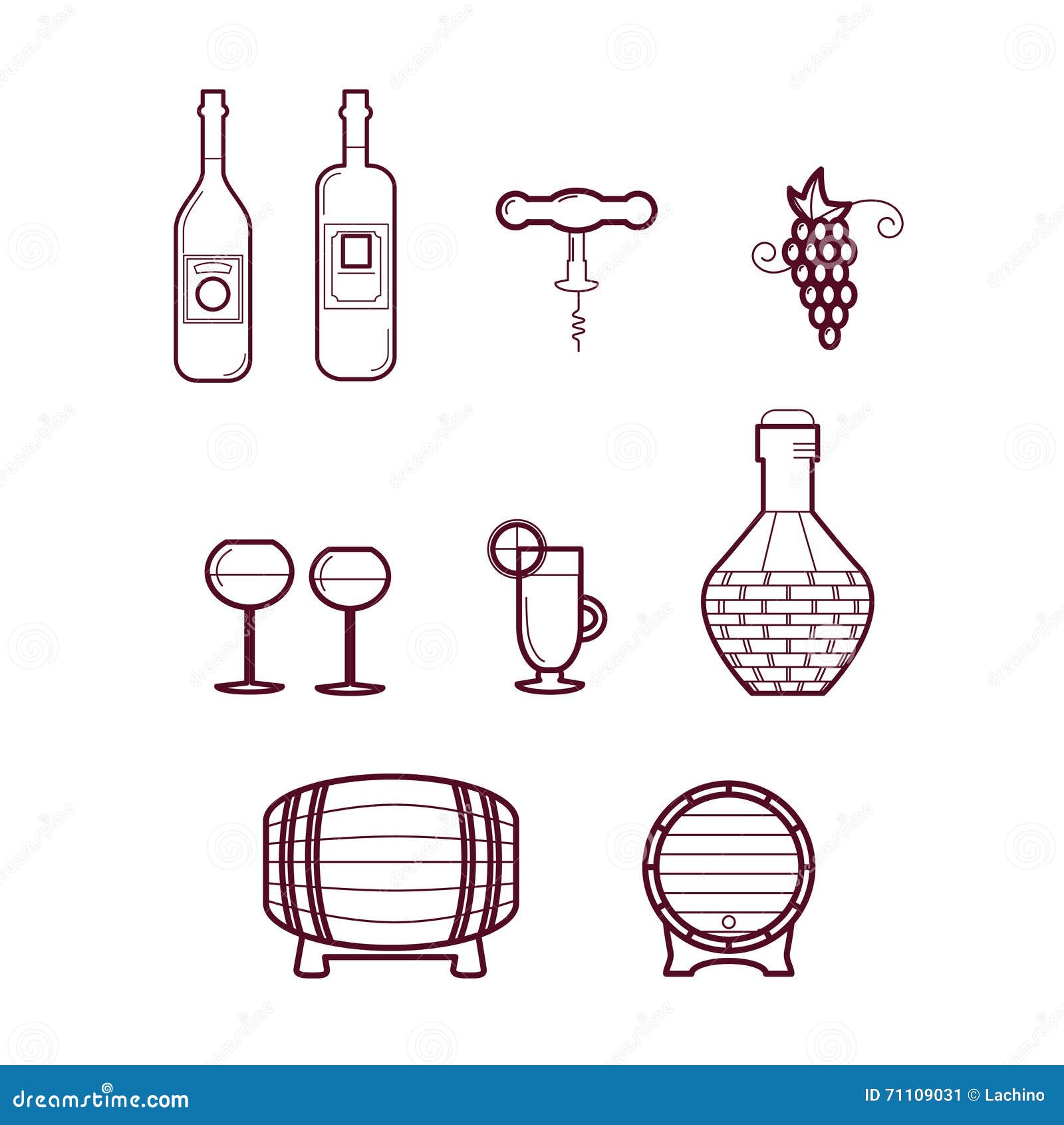 Vector Wine Icons/ Set of Wine Symbol Stock Vector - Illustration of ...