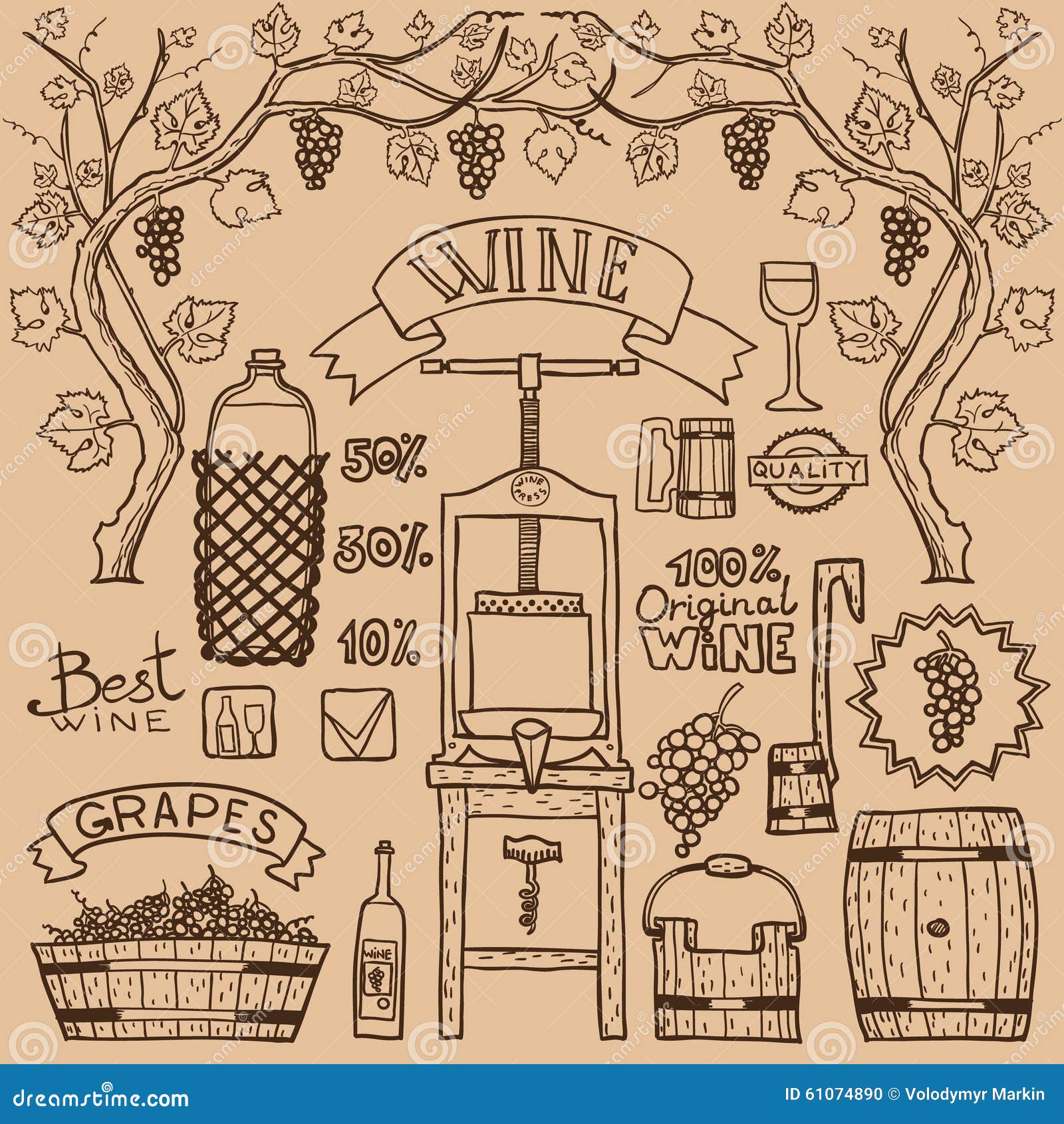 Vector Wine Infographics Design. Winemaking Stock Vector - Illustration ...