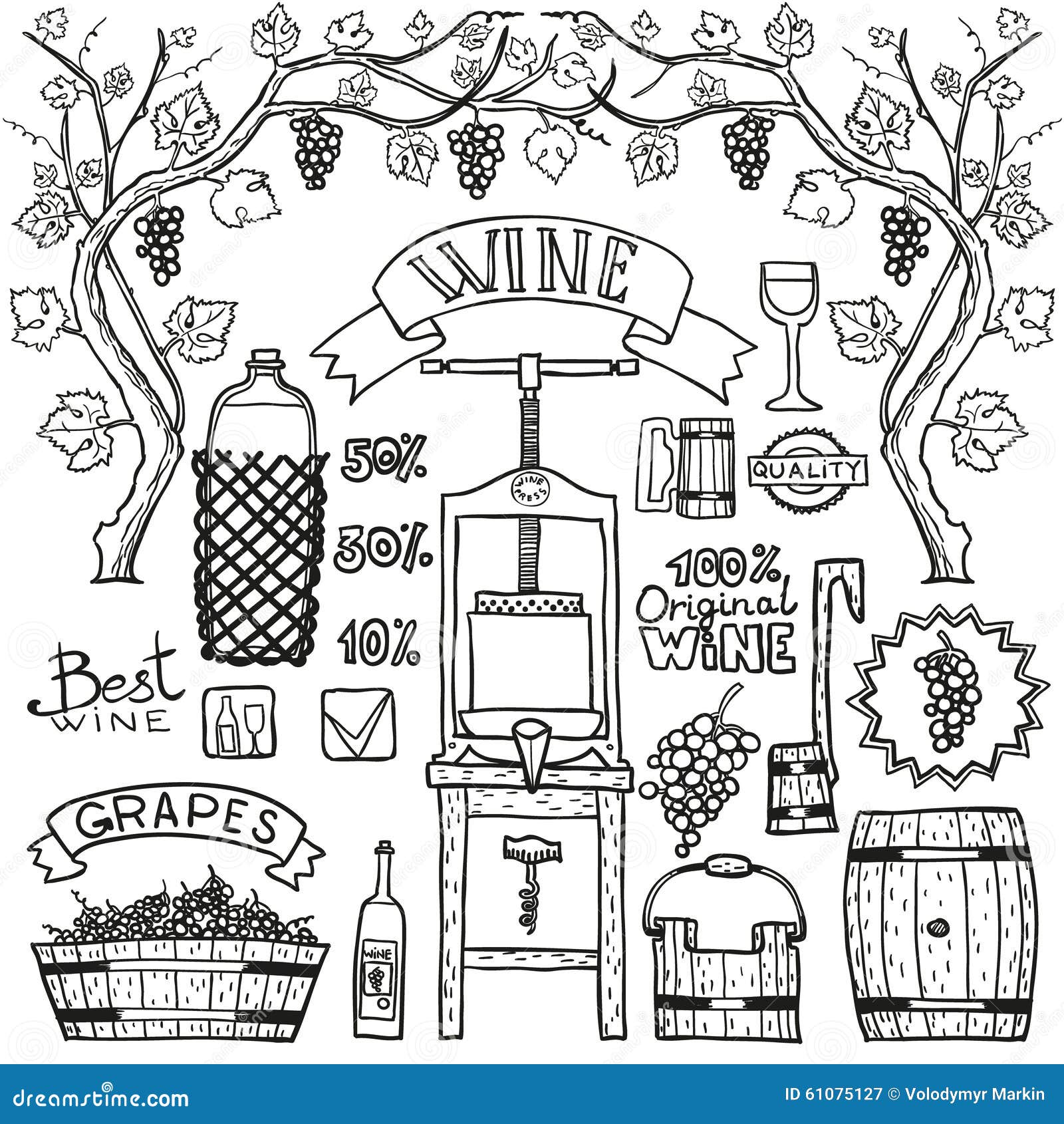 Vector Wine Infographics with Illustrations Winemaking Design. Stock ...