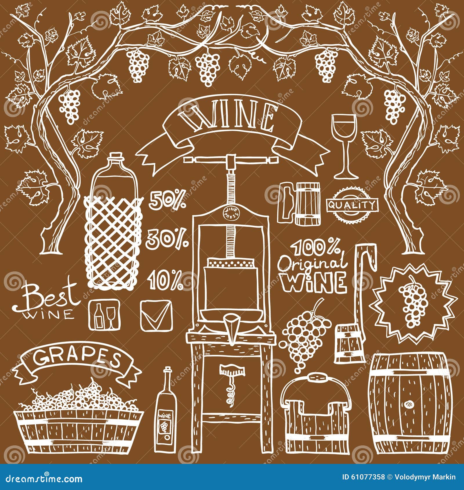 Vector Wine Infographics Illustrations Winemaking Design. Stock Vector ...