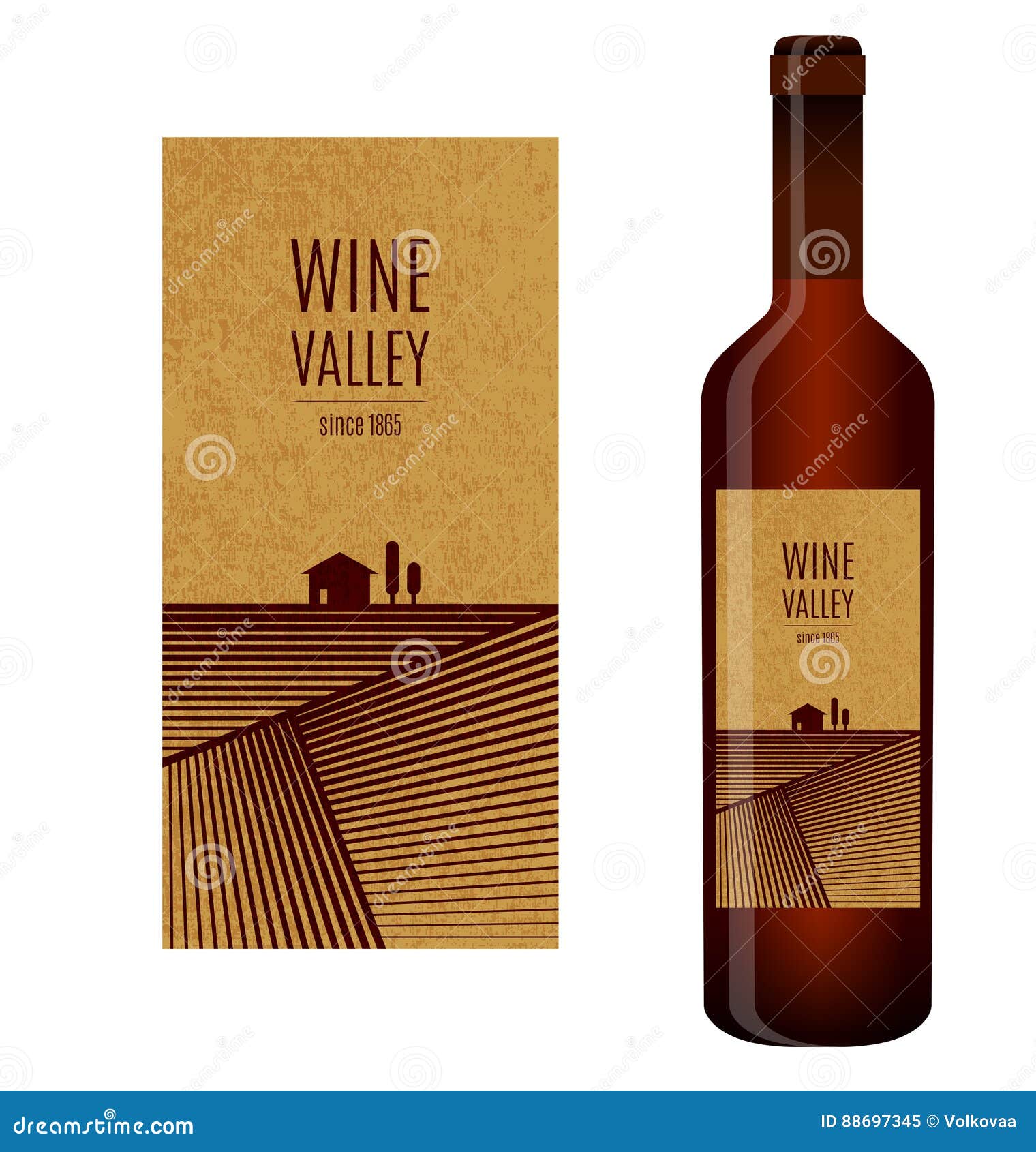 Vector Wine Label with Abstract Landscape Stock Vector - Illustration ...