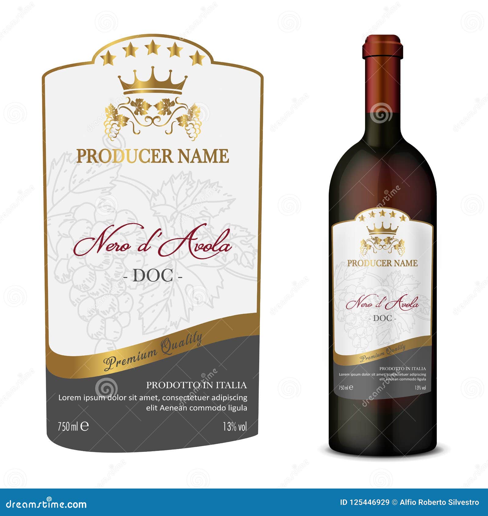Red Wine Labels. Vector Premium Template Set. Clean And Modern Design ...