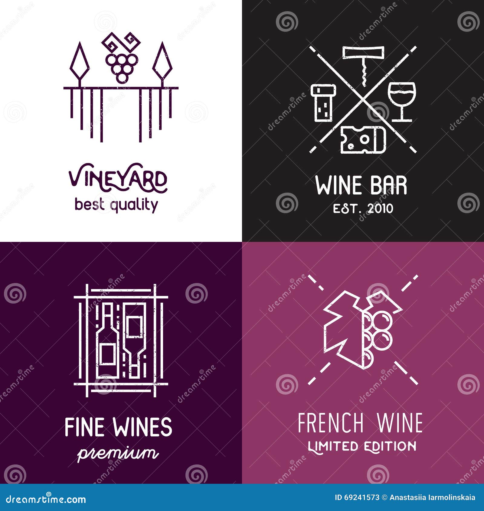 Vector Wine Line Icons and Logos. Stock Vector - Illustration of label ...