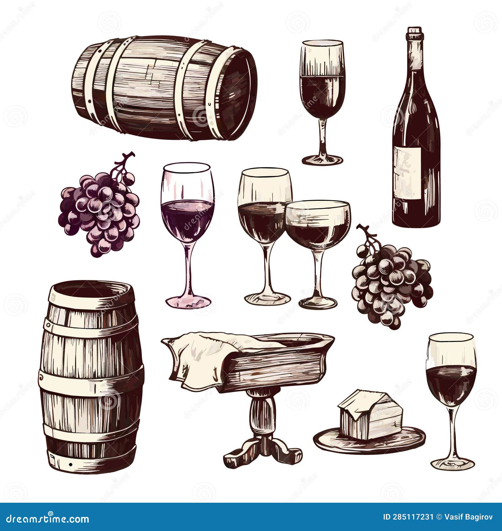 Vector Winery Wine Production Icon Eps10. Vector Handmade Drawn Draft ...