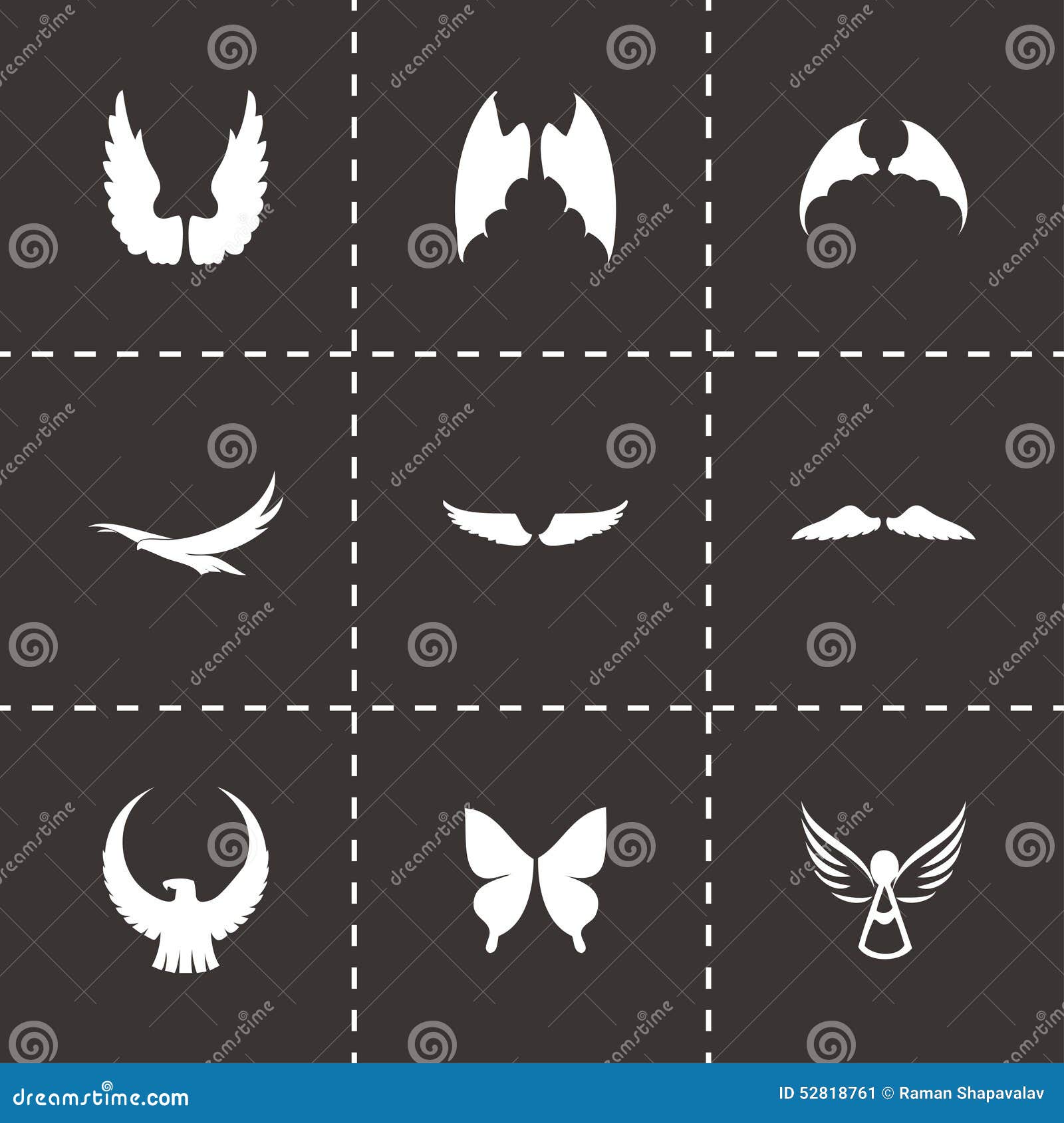 Wing Icon. Bird Wing Into Blue Circle. Flight Or Aviation. Lightness Or ...