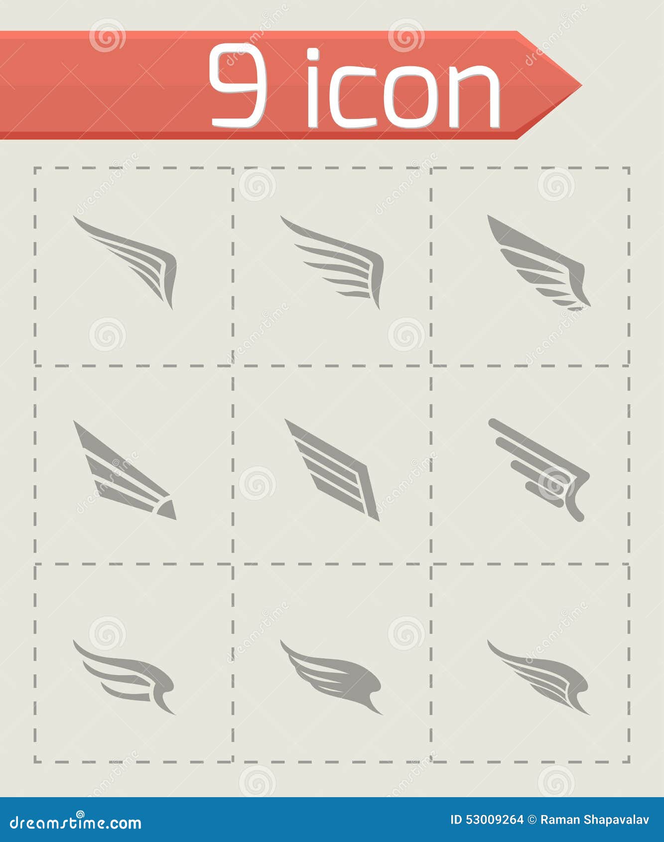 Vector wing icon set stock vector. Illustration of black - 53009264