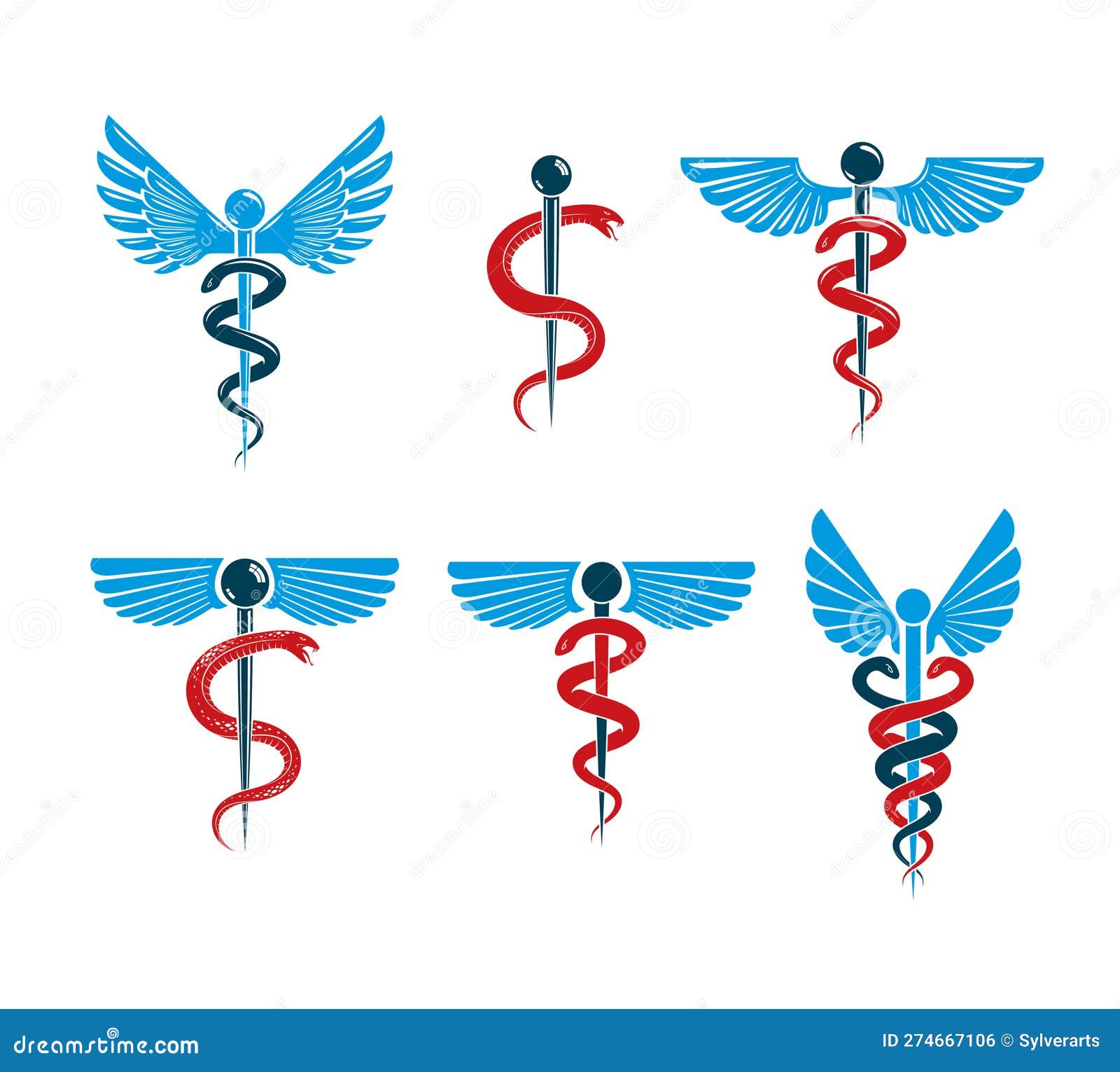 Vector Winged Caduceus Illustrations Collection. Stock Vector ...