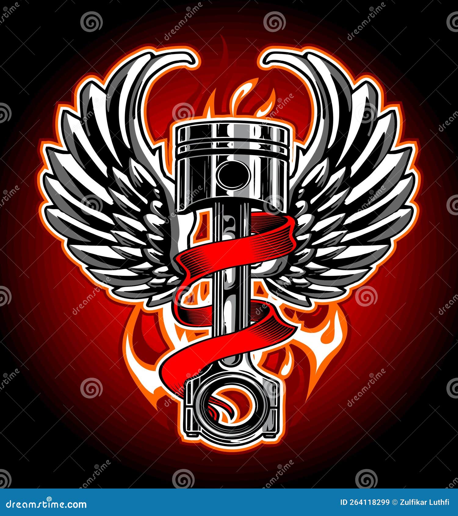 Vector Winged Piston and Ribbon Stock Vector - Illustration of badge ... Vector Winged Piston and Ribbon Stock Vector - Illustration of badge ...
