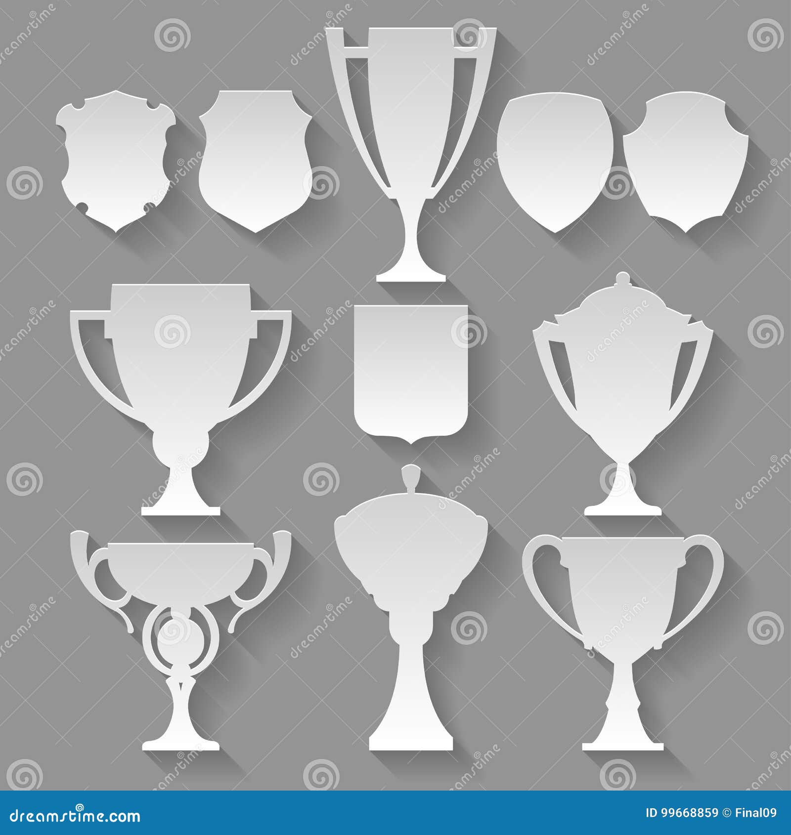 Vector Winner Set Cup. Trophy Cut from Paper Stock Vector ...