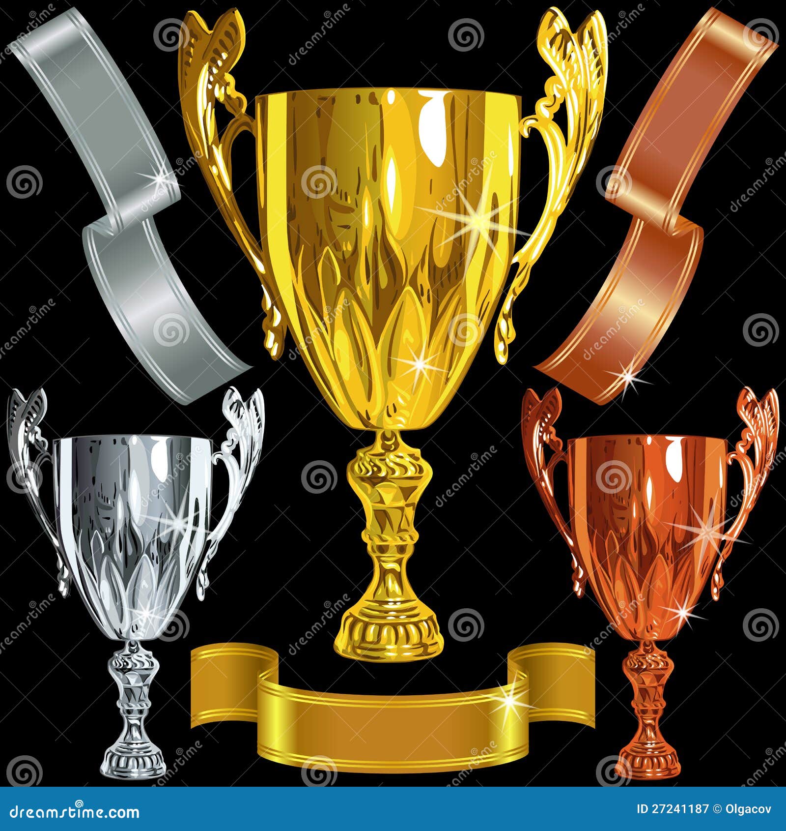 Vector Winning Gold Cup, Laurel Wreath And Ribbon | CartoonDealer.com ...