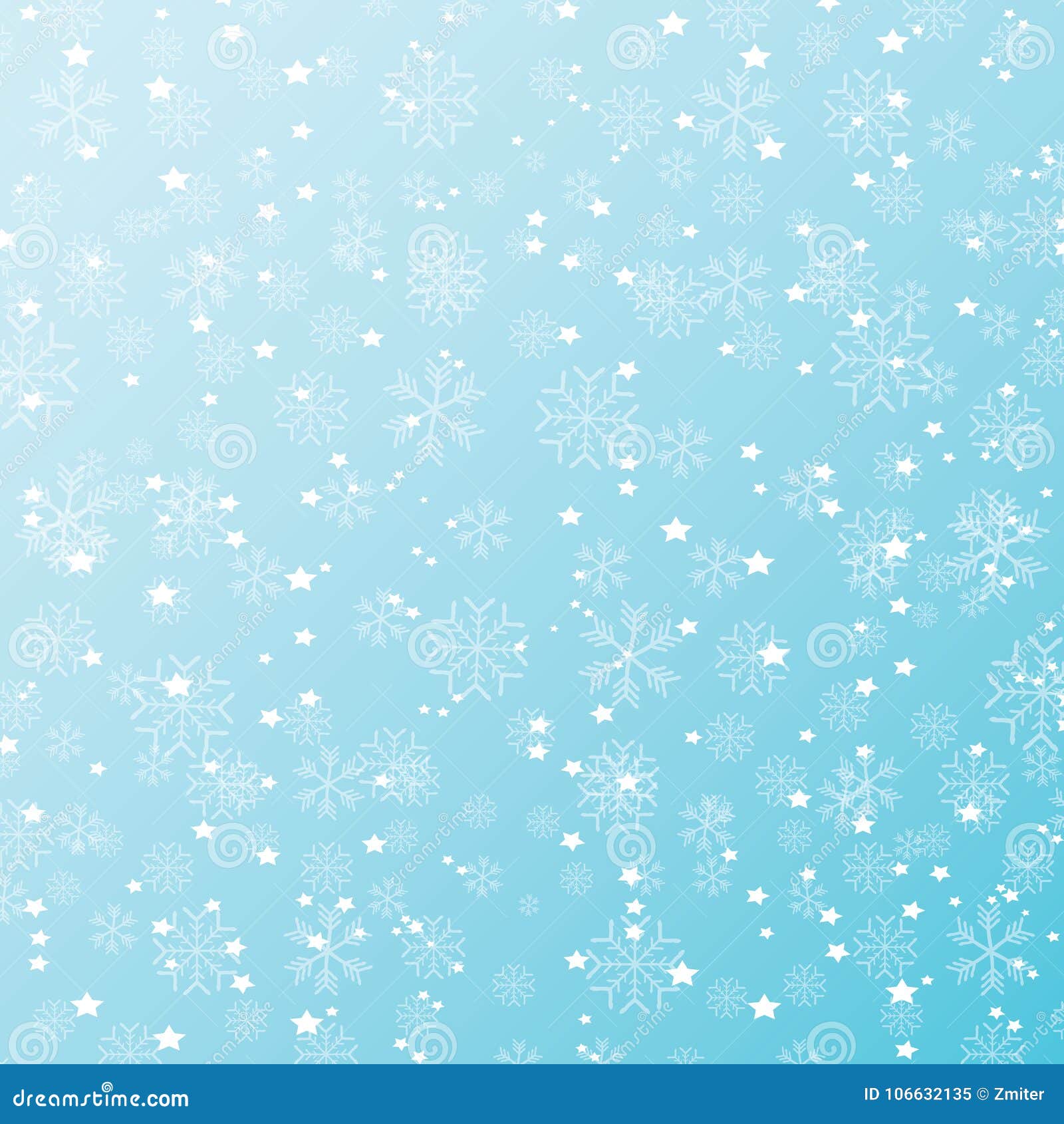 Vector Winter Christmas Seamless Pattern with Snowflakes on Blue ...