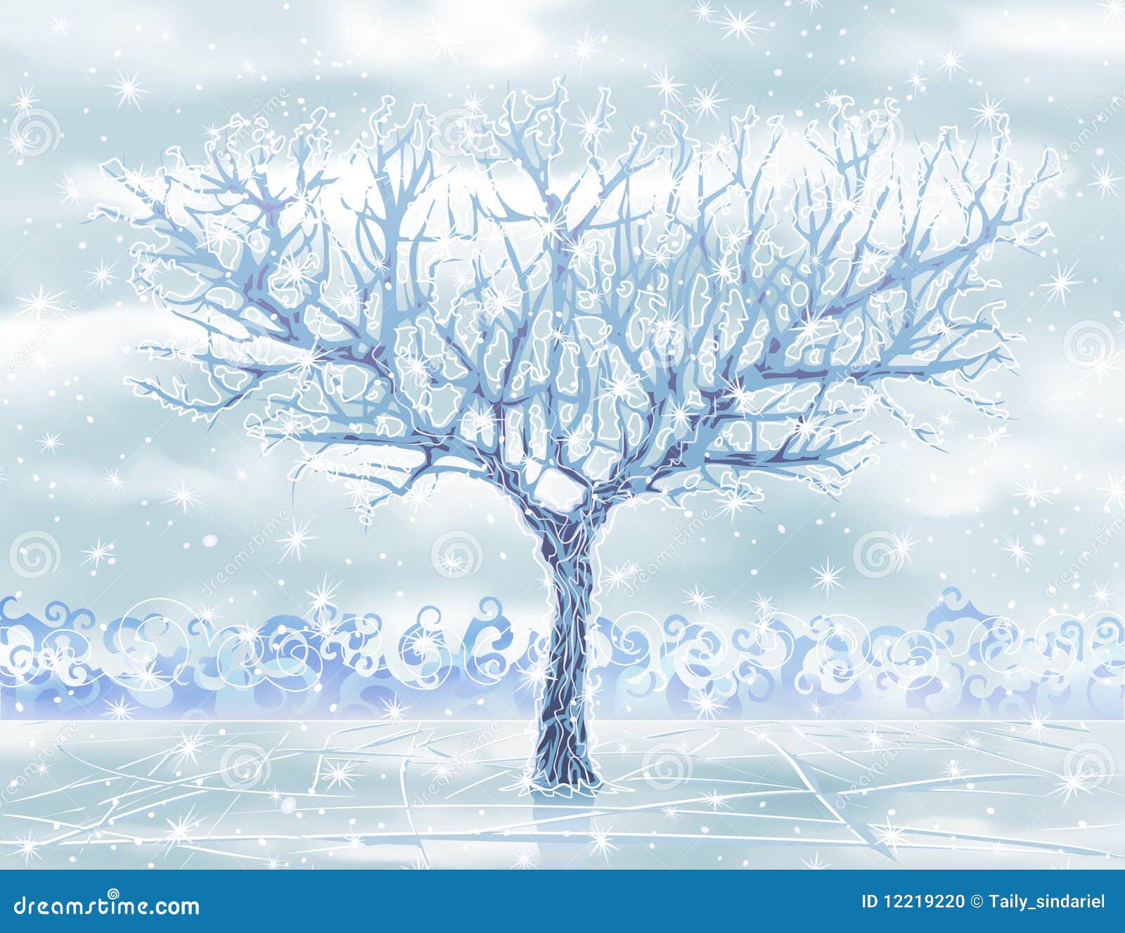 Vector Winter Ice-covered Tree Stock Vector - Illustration of blue ...