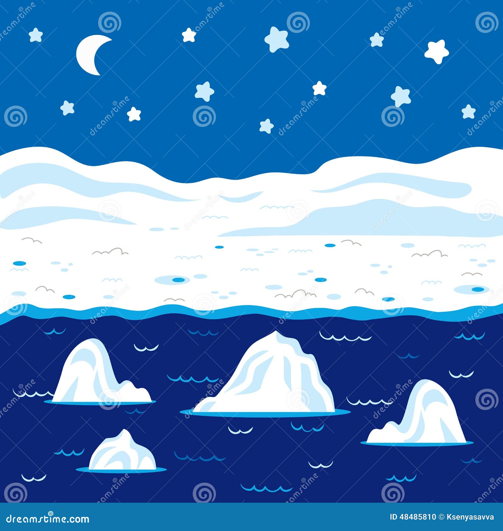 Vector Winter Landscape, Polar Night Stock Vector - Illustration of ...