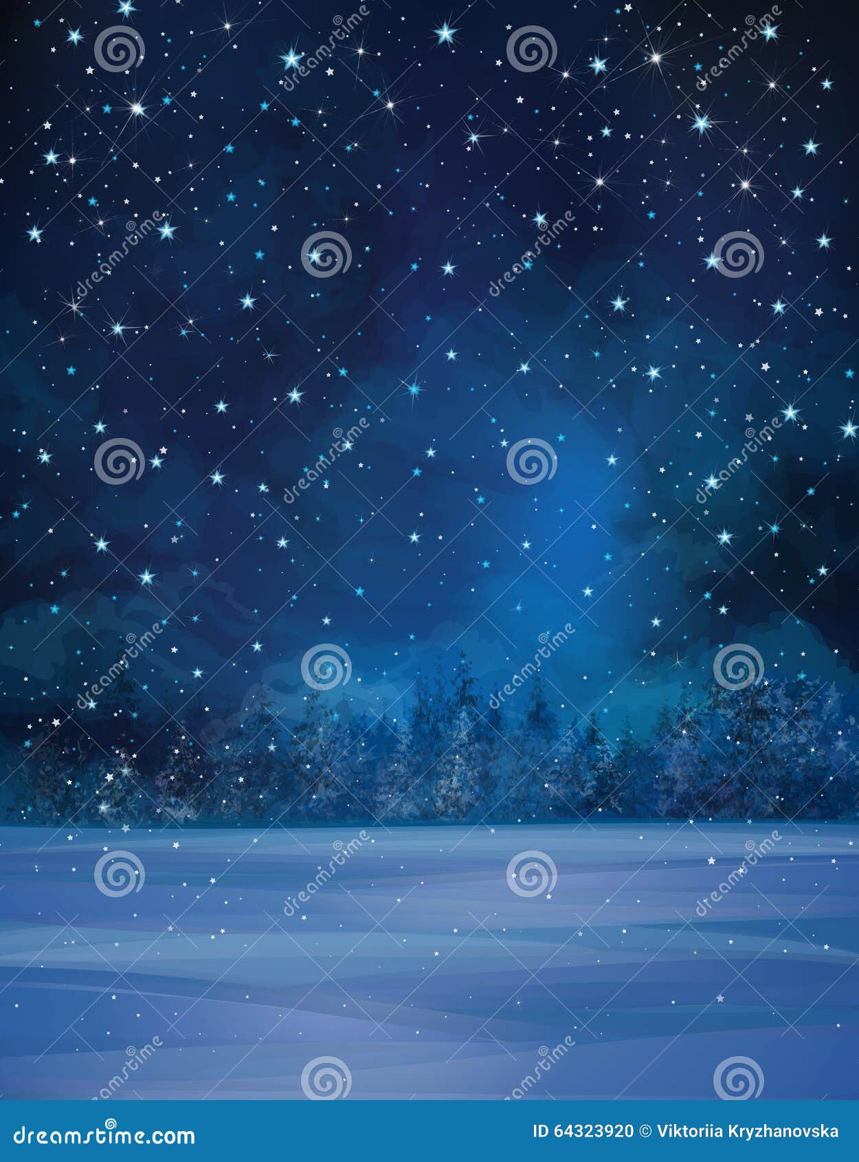 Vector winter night scene. stock vector. Illustration of shiny - 64323920