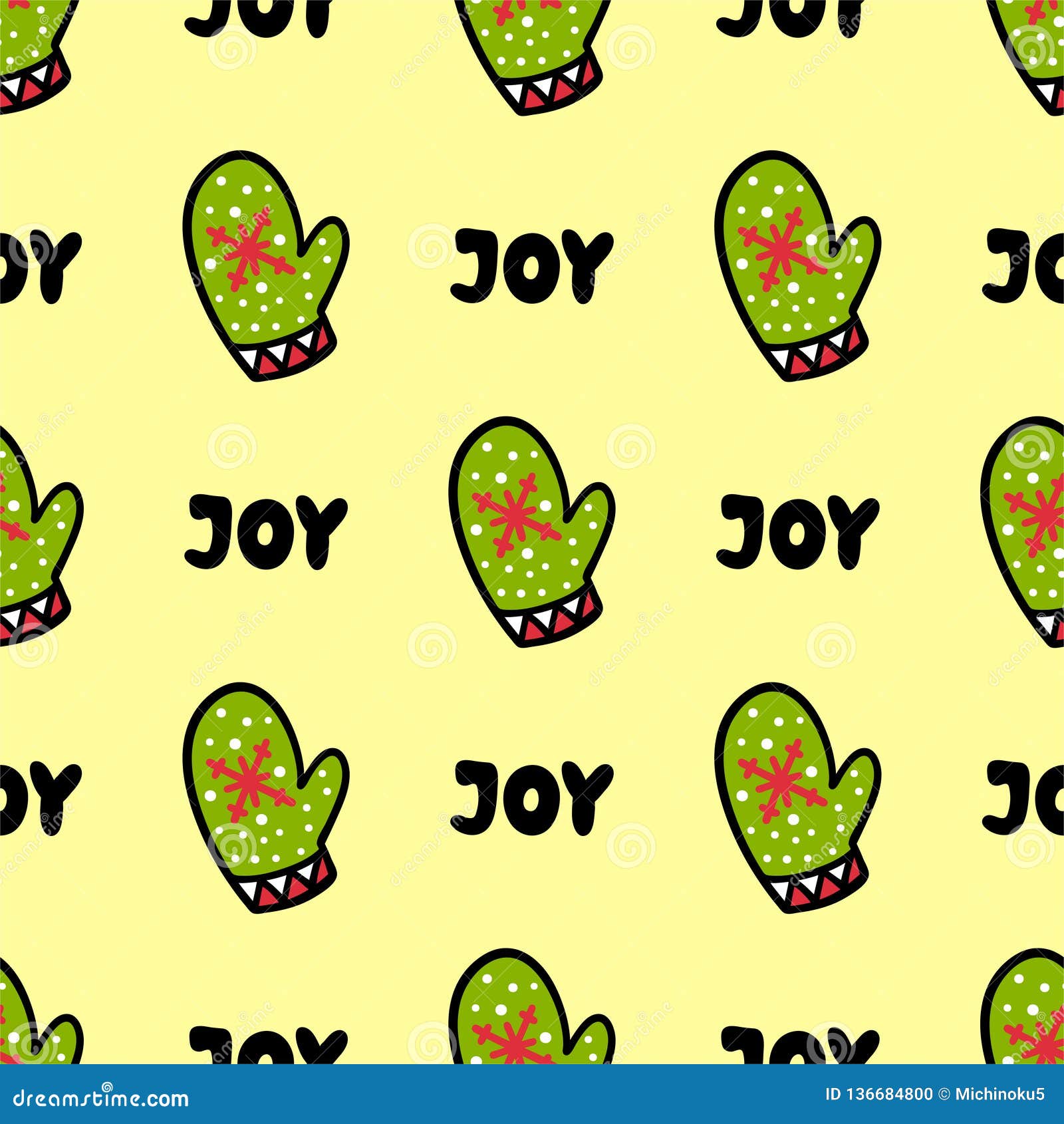 Vector Winter Pattern for Decoration Design with Smittens and Joy Text ...