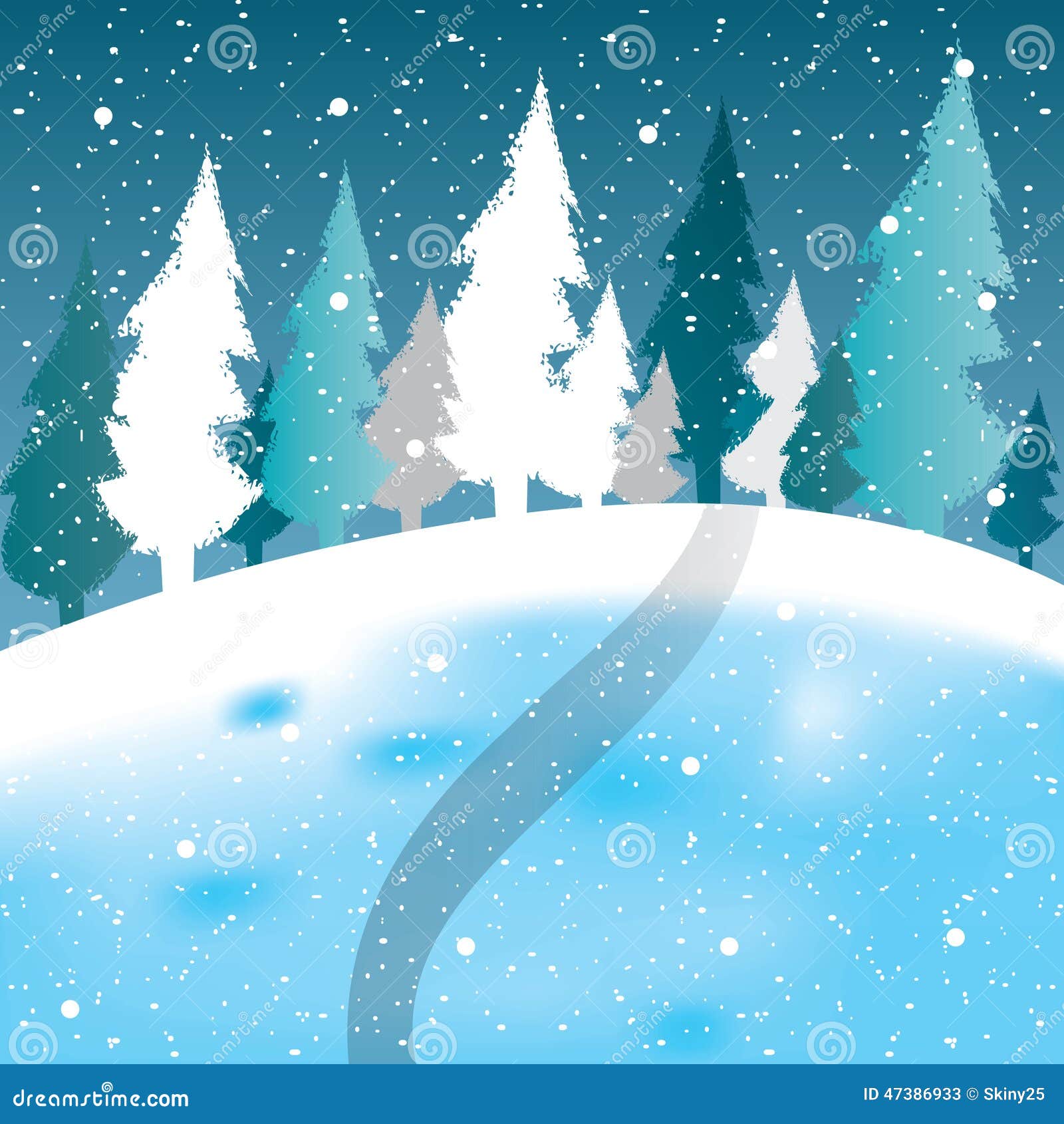 Vector of Winter Scene, White Snow and Blue Sky. Stock Vector ...
