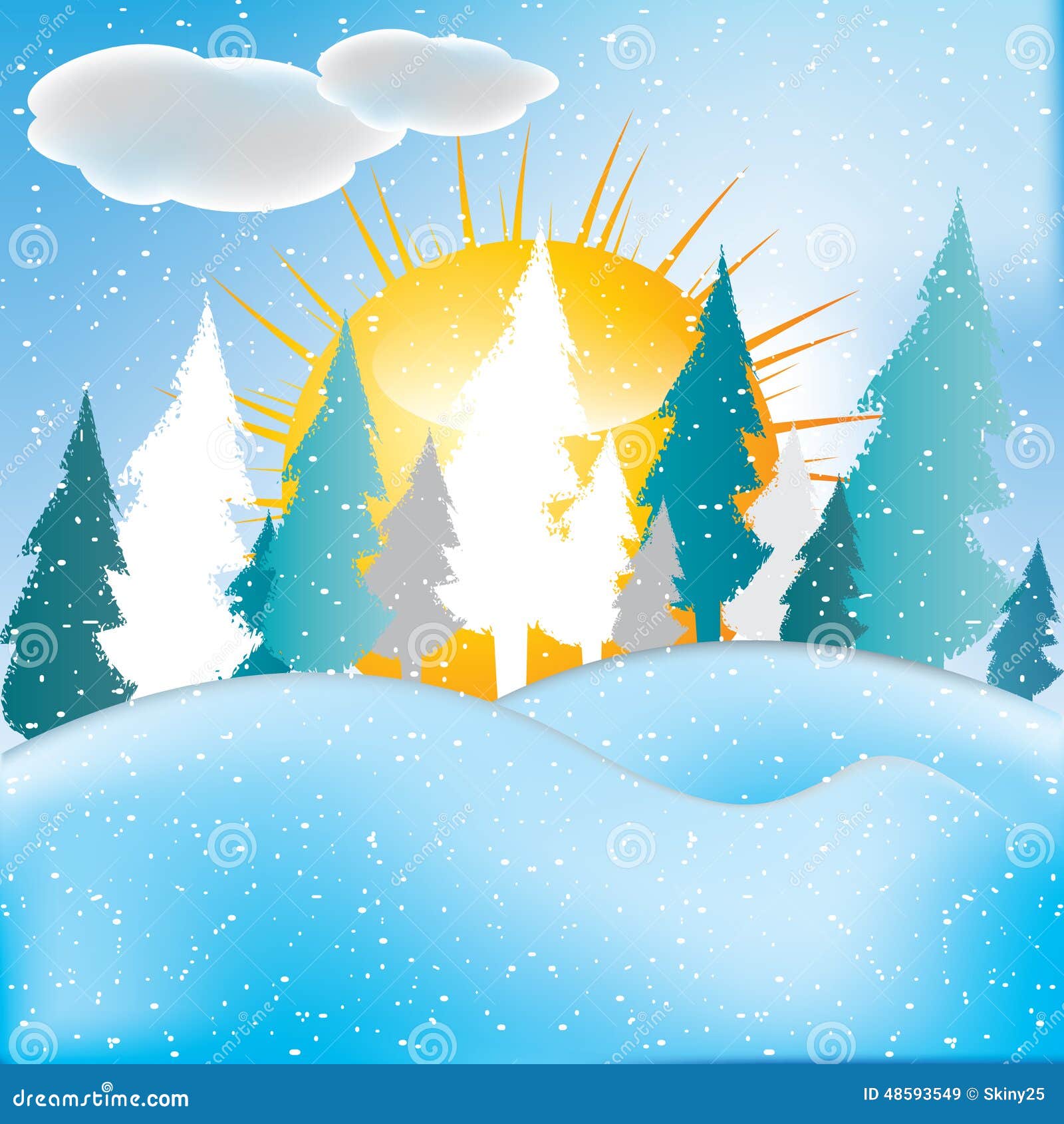 Vector of Winter Scene, White Snow and Blue Sky. Stock Vector ...
