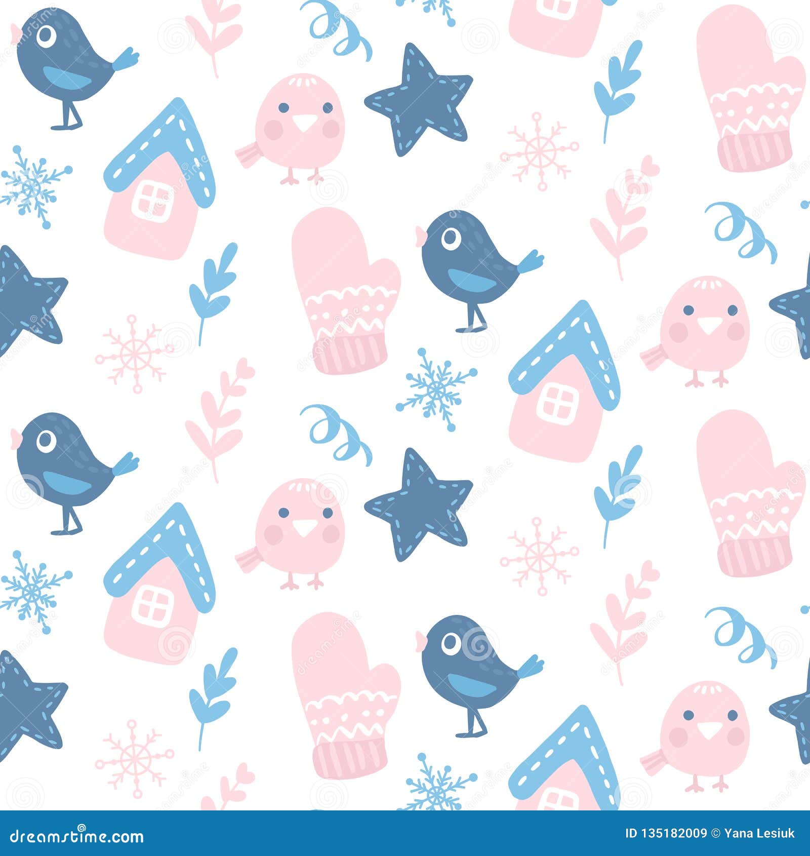 Vector Winter Seamless Pattern. Cute Background with Holiday Symbols ...