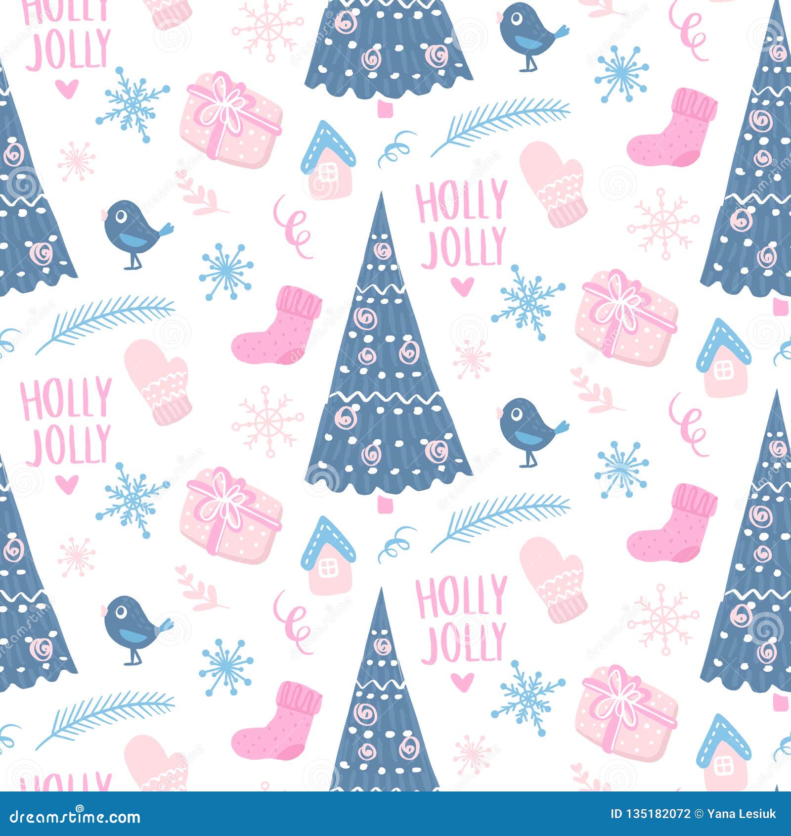Vector Winter Seamless Pattern. Cute Background with Holiday Symbols ...