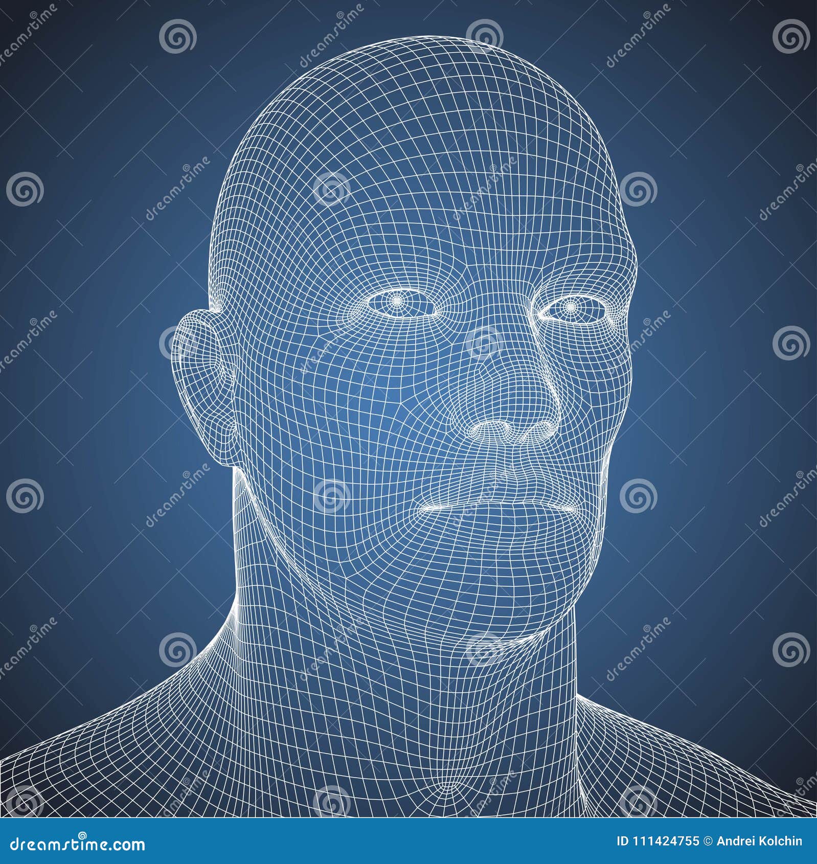Vector Wire Frame Blue Print Human Head Stock Vector - Illustration of ...