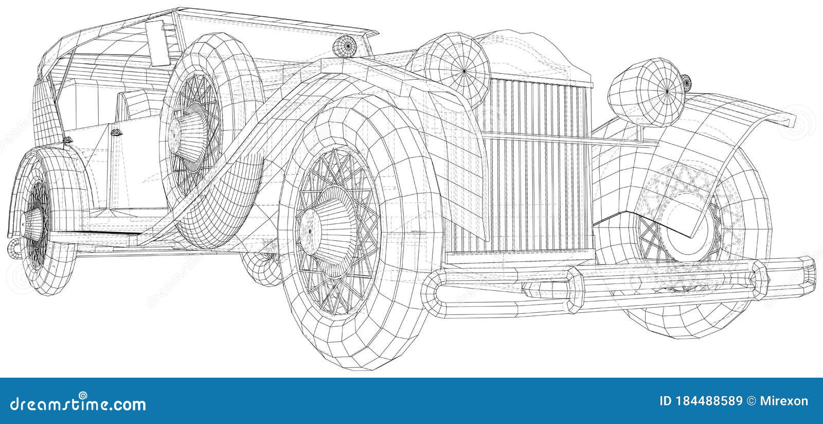 Vector Wire-frame Classic Car. the Layers of Visible and Invisible ...
