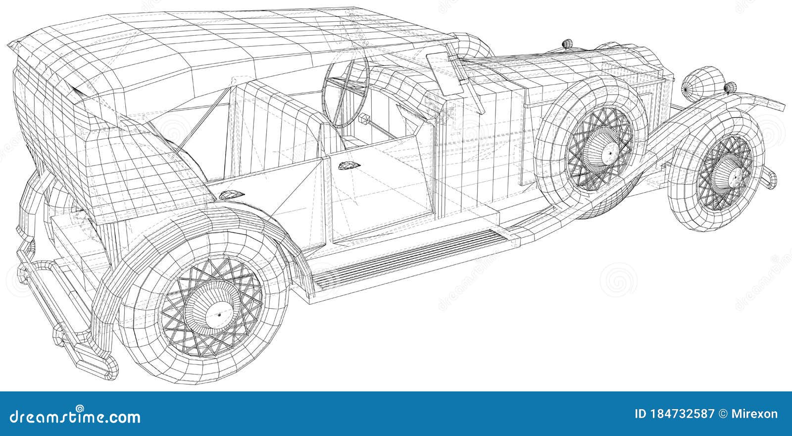 Vector Wire-frame Classic Car. the Layers of Visible and Invisible ...